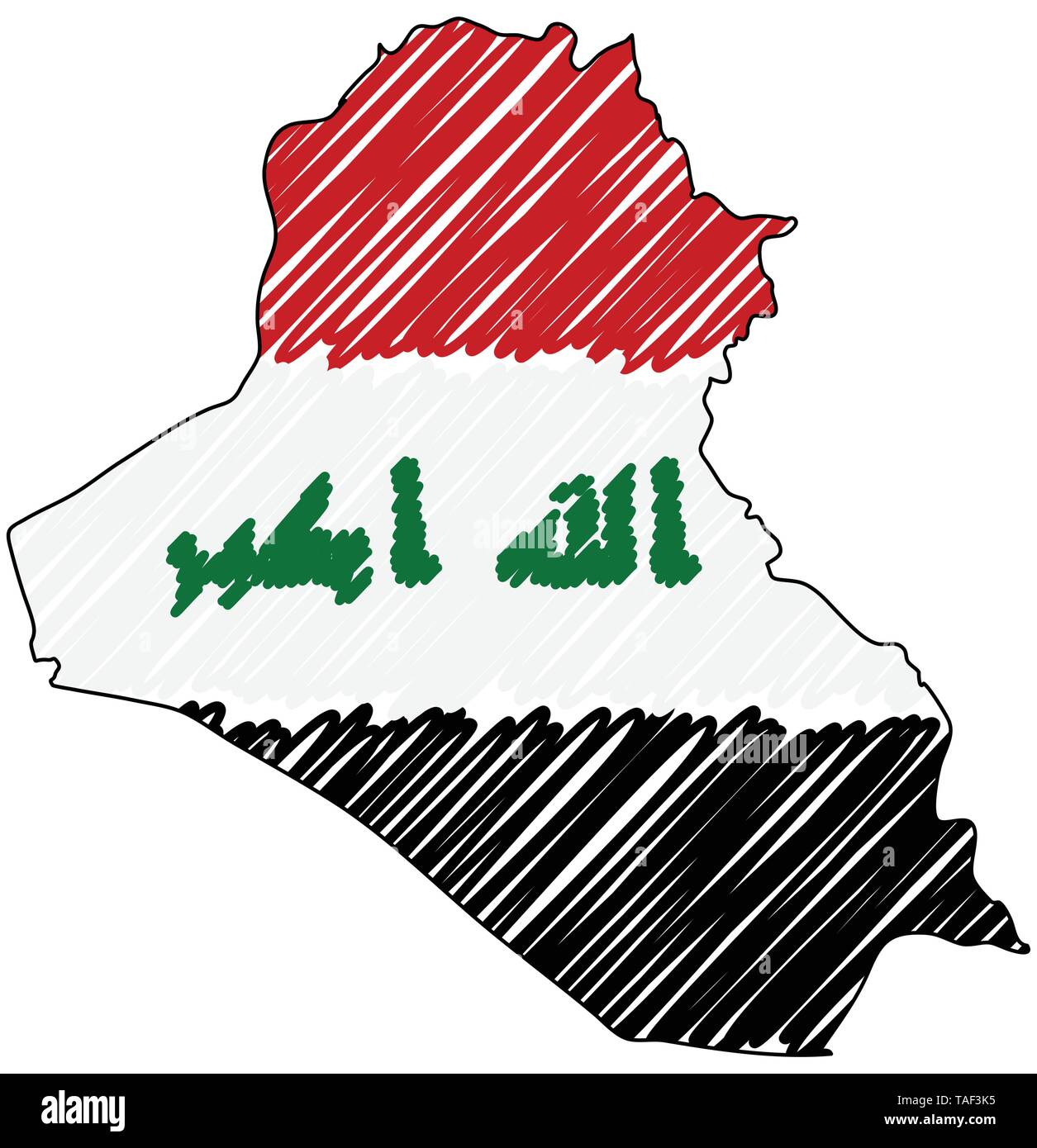 L'Iraq la carte croquis à la main. Concept illustration vectorielle ...