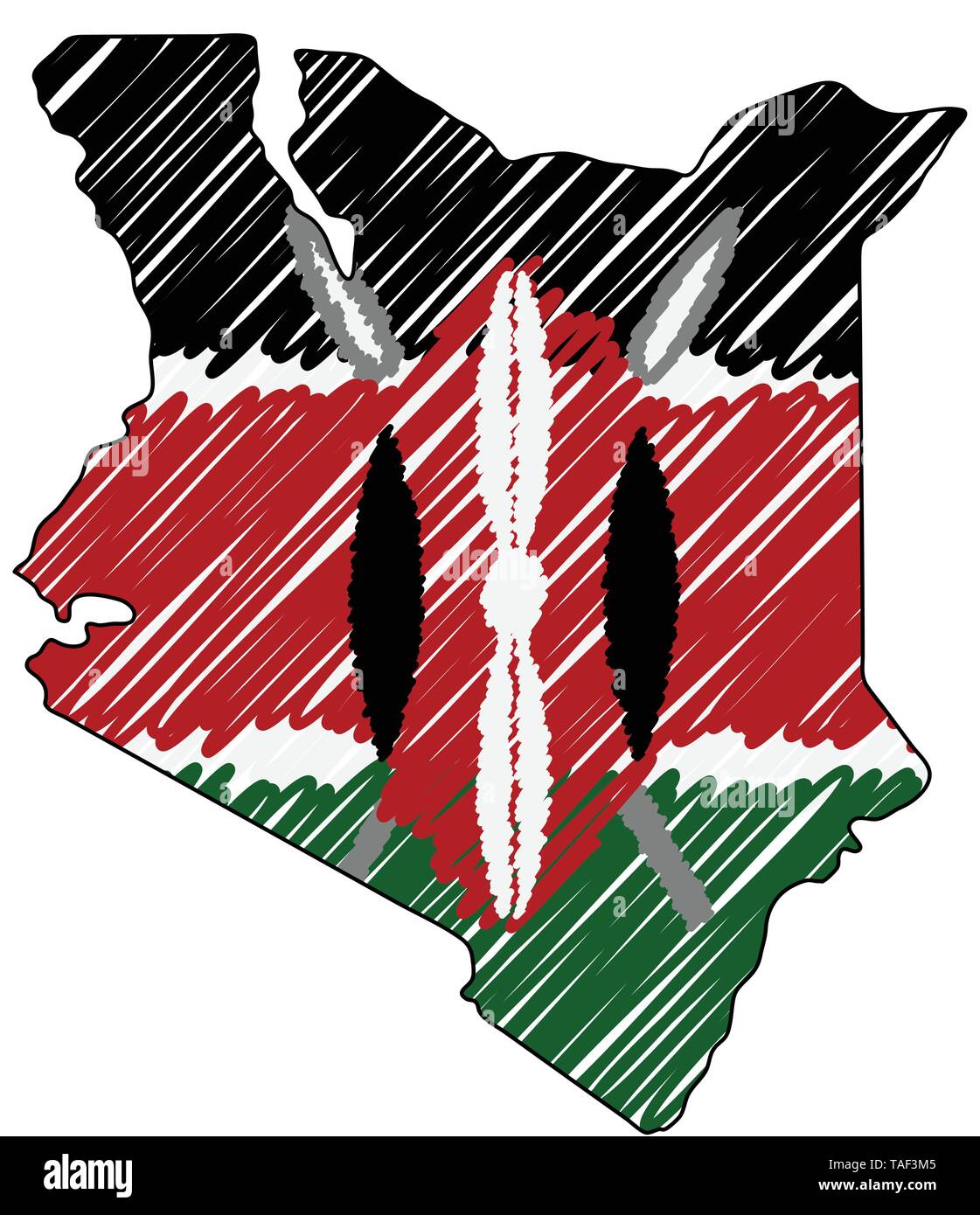 Carte Kenya croquis à la main. Concept illustration vectorielle ...