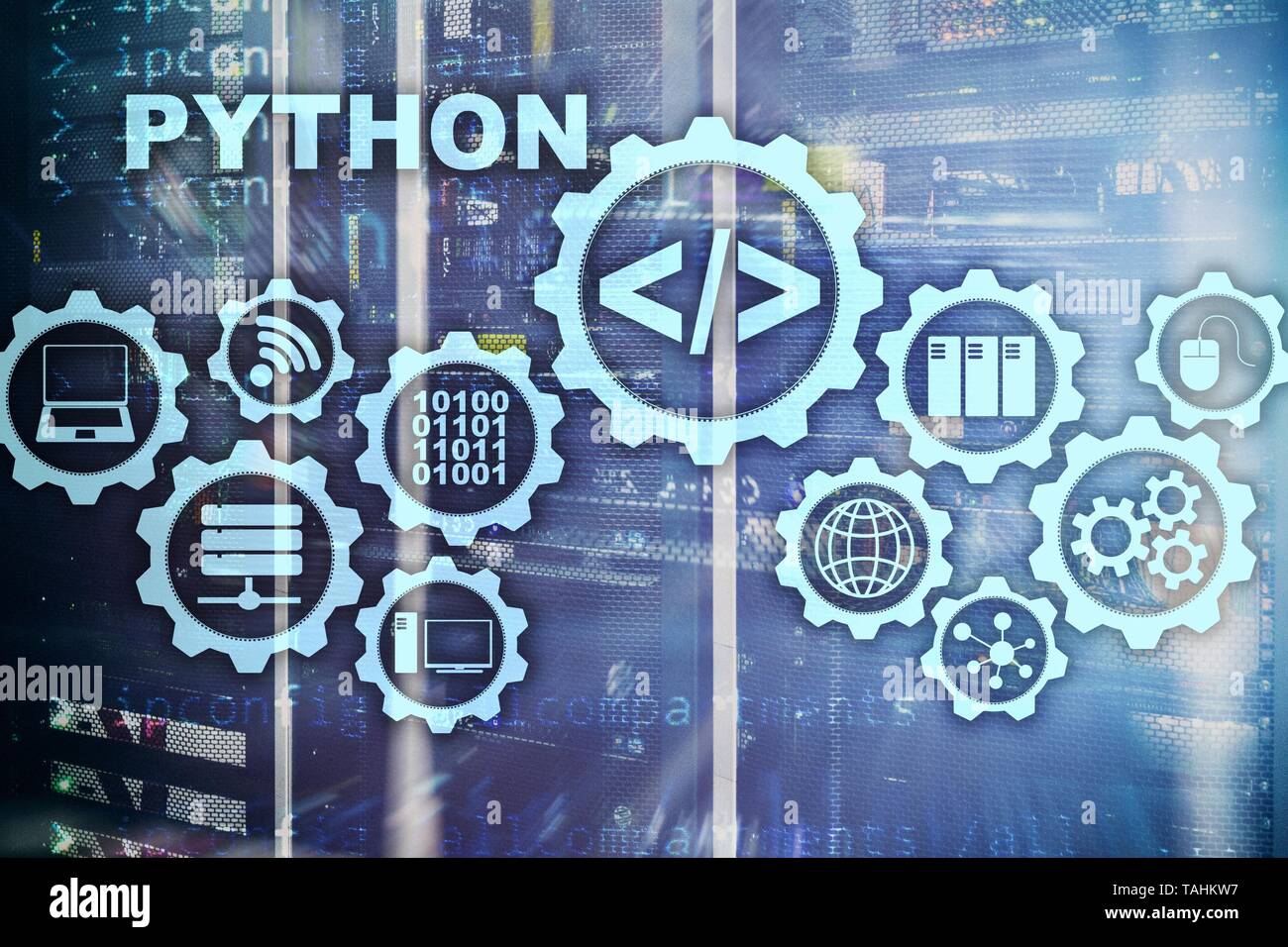 Langage de programmation Python sur arrière-plan de la salle serveur ...