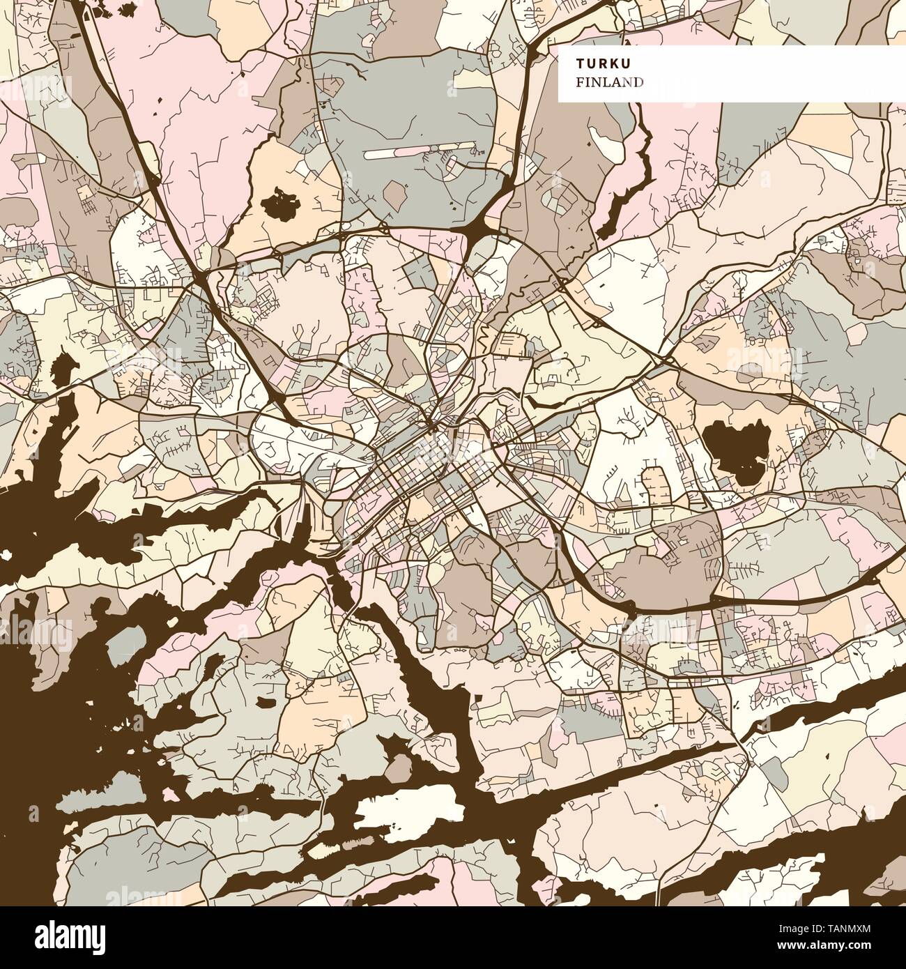 Mapa del vector de turku Banque d'images vectorielles - Alamy