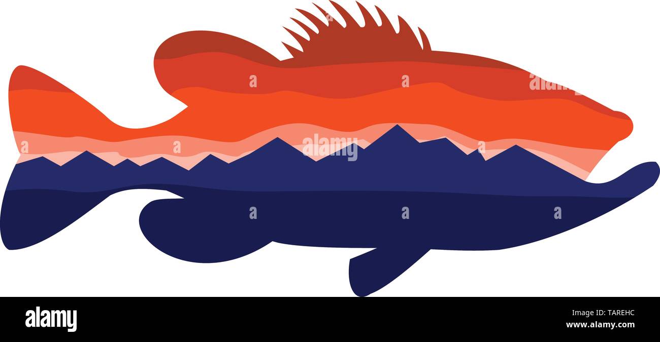 Illustration de style rétro silhouette d'un achigan à grande bouche ...