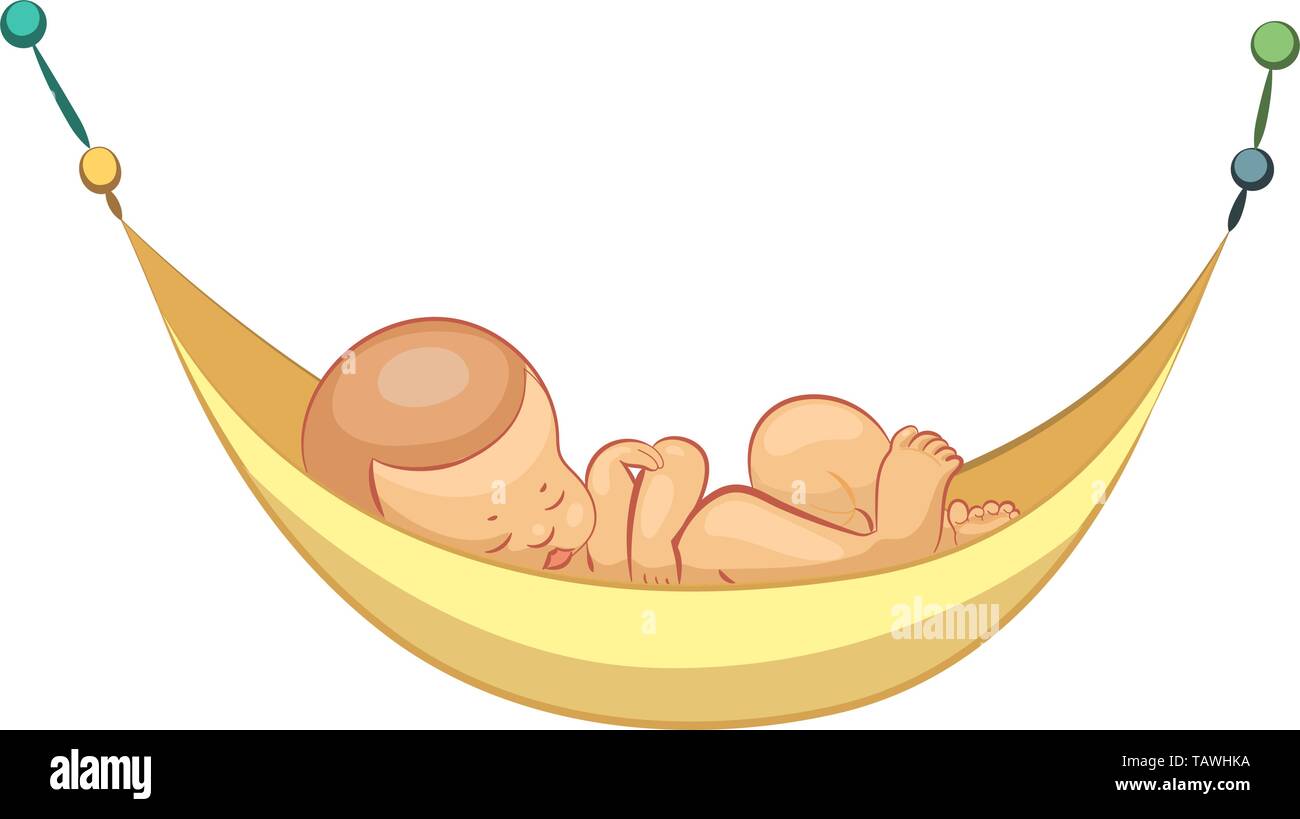 Sommeil de bébé dans un hamac. Cartoon Vector illustration réaliste ...