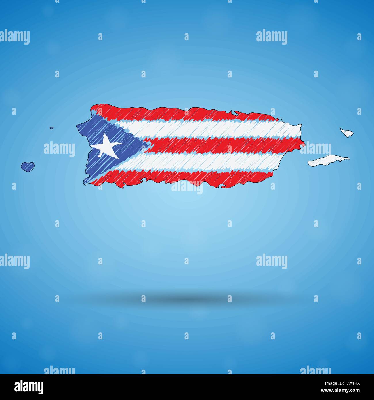Scribble plan de Puerto Rico. Sketch carte du pays pour l'infographie ...