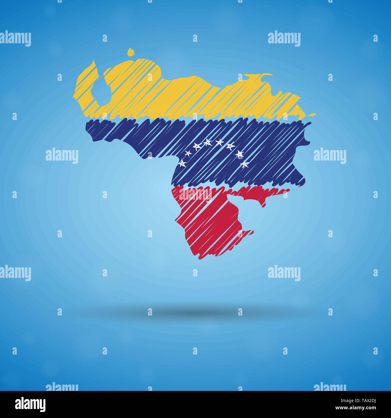 Scribble map du Venezuela. Sketch carte du pays pour l'infographie, des ...