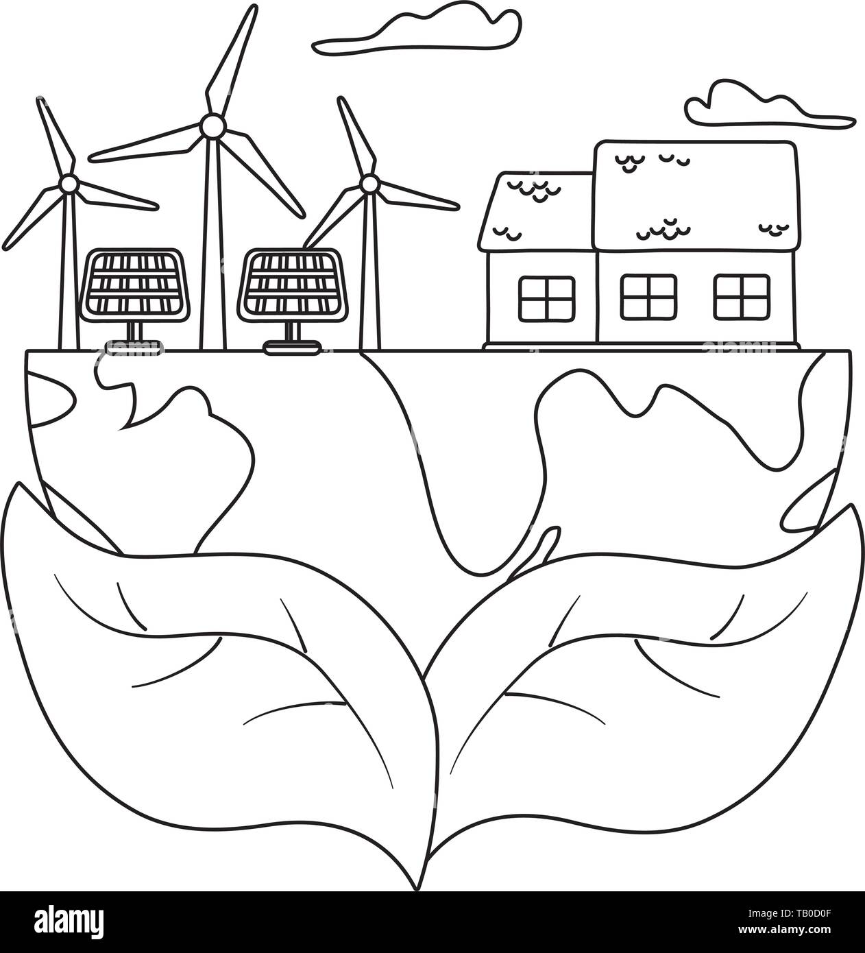 Monde et de l'icône de plateau, Eco city sauver la planète penser vert ...