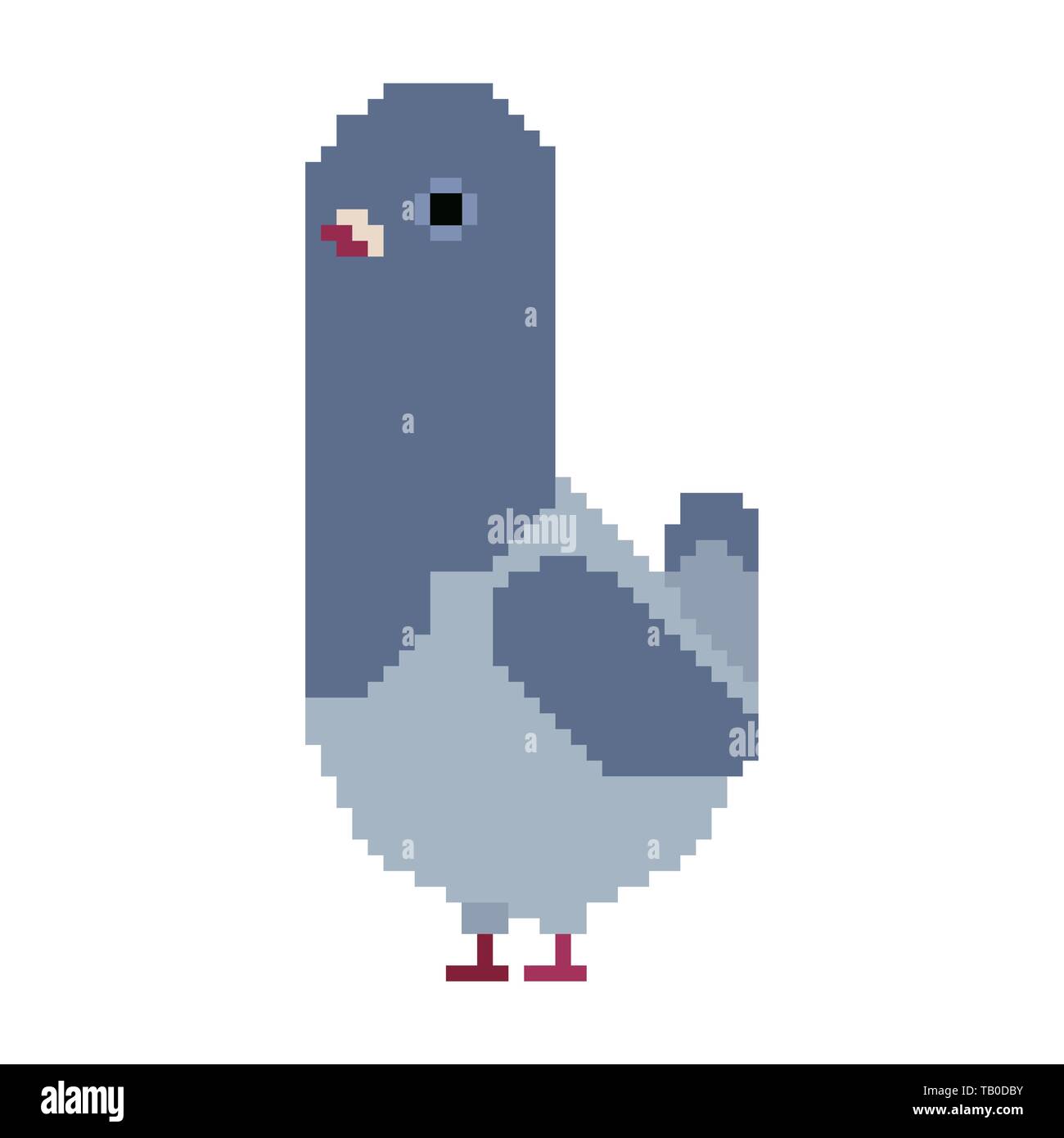Dove pixel art isolé. pigeon 8 bits Image Vectorielle Stock - Alamy