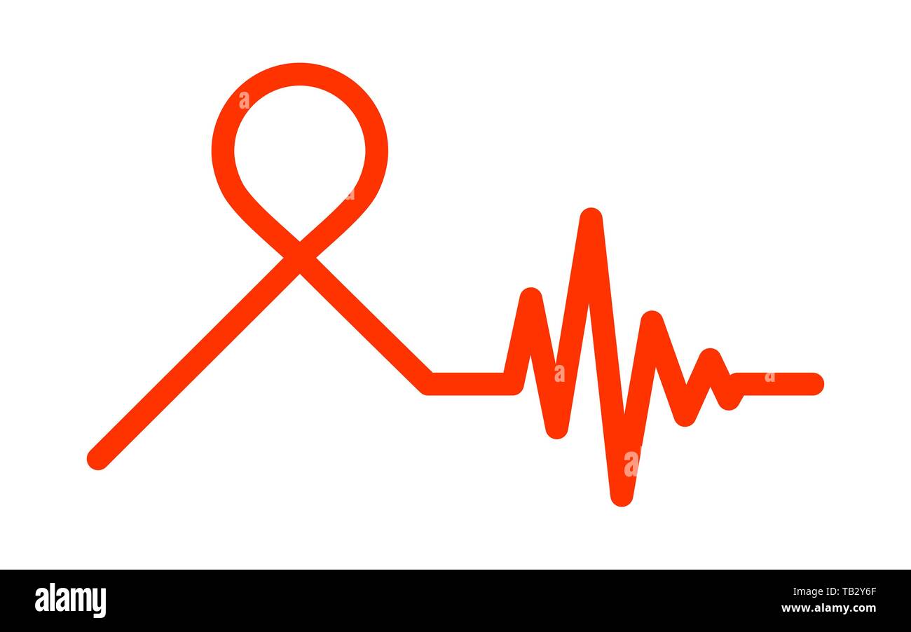 Ruban de sensibilisation avec symbole du rythme cardiaque. Vector ...