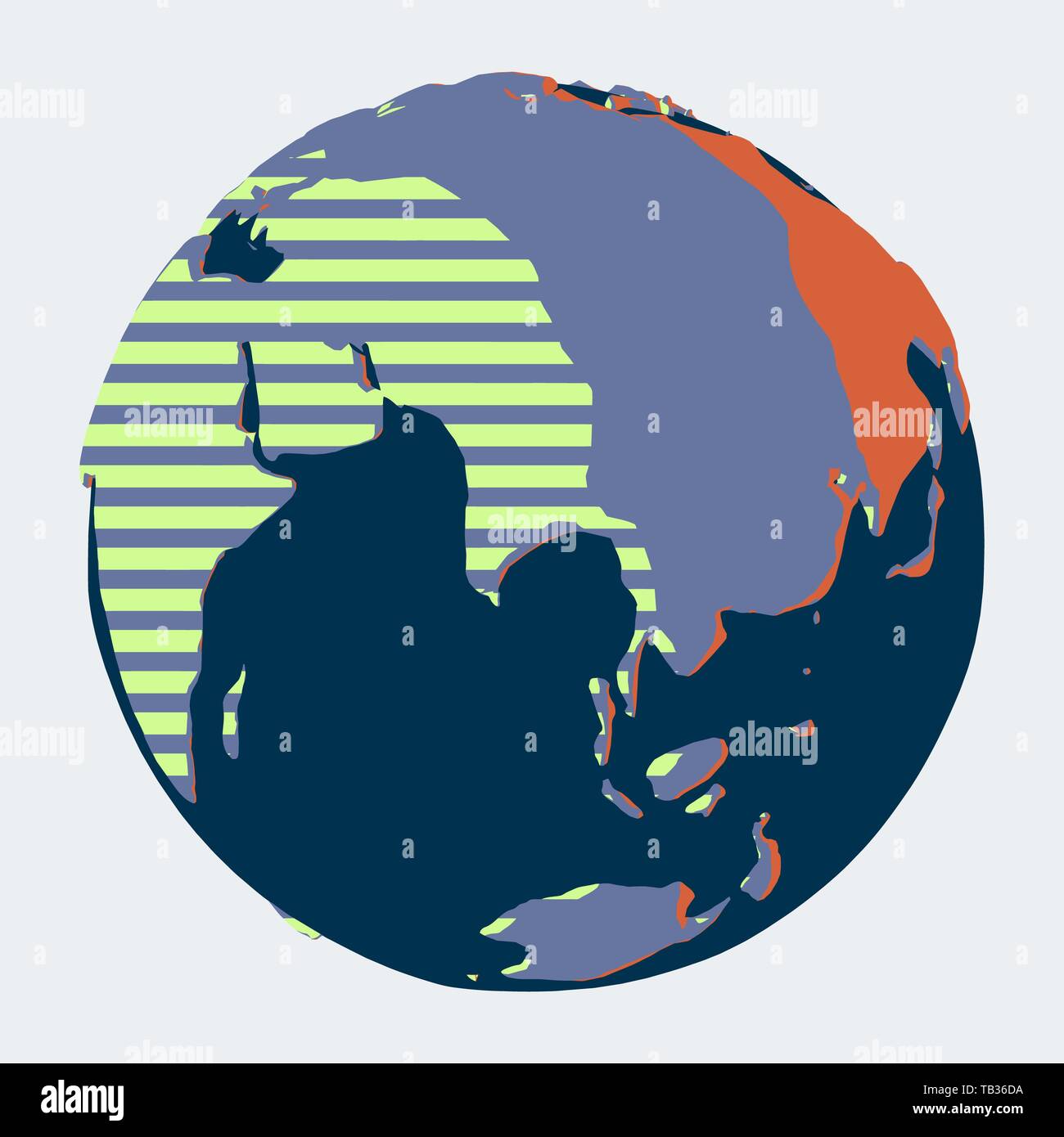 Eurasia continent géographique sur globe dessiné dans un style ...