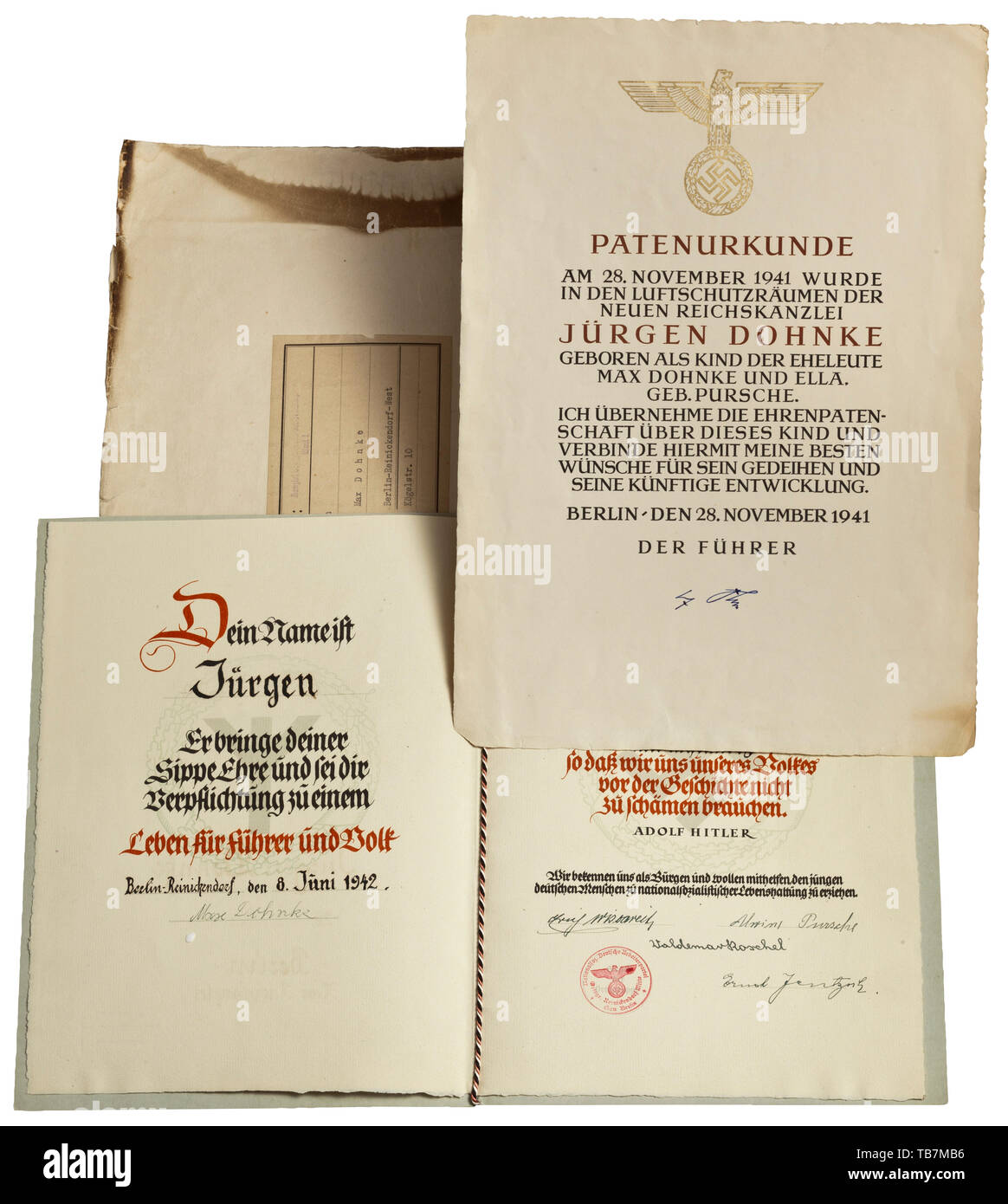 Un certificat godparent Adolf Hitler, Berlin, 28 novembre 1941, (tr ...