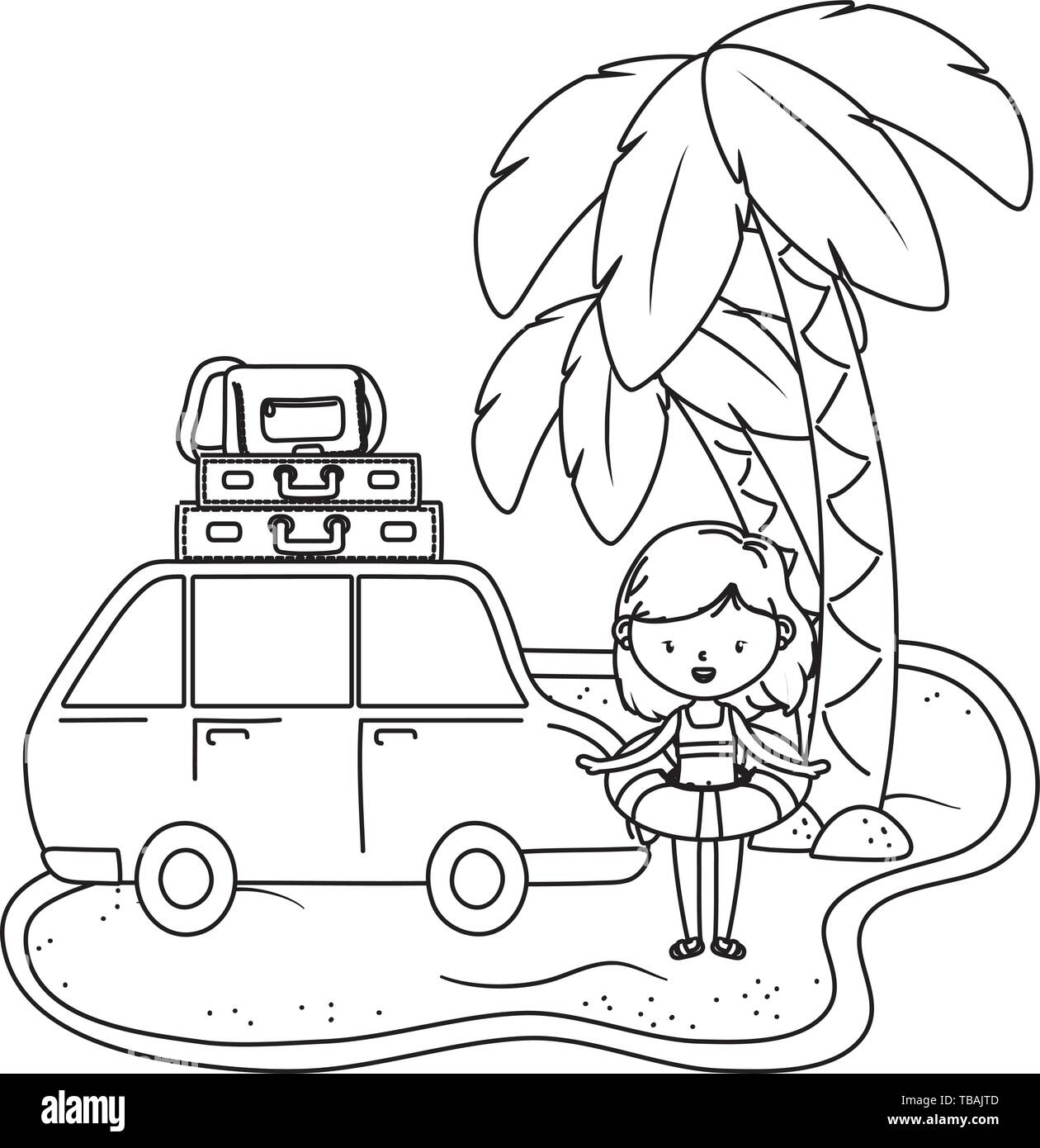 Cartoon petite fille en maillot de bain Banque d'images détourées - Alamy