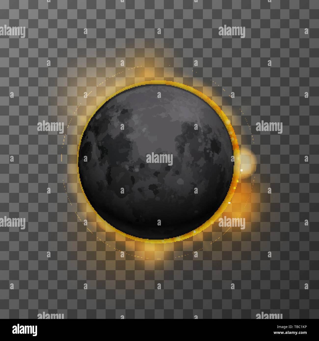 Eclipse réaliste réaliste avec la lune et étoile soleil sur fond ...