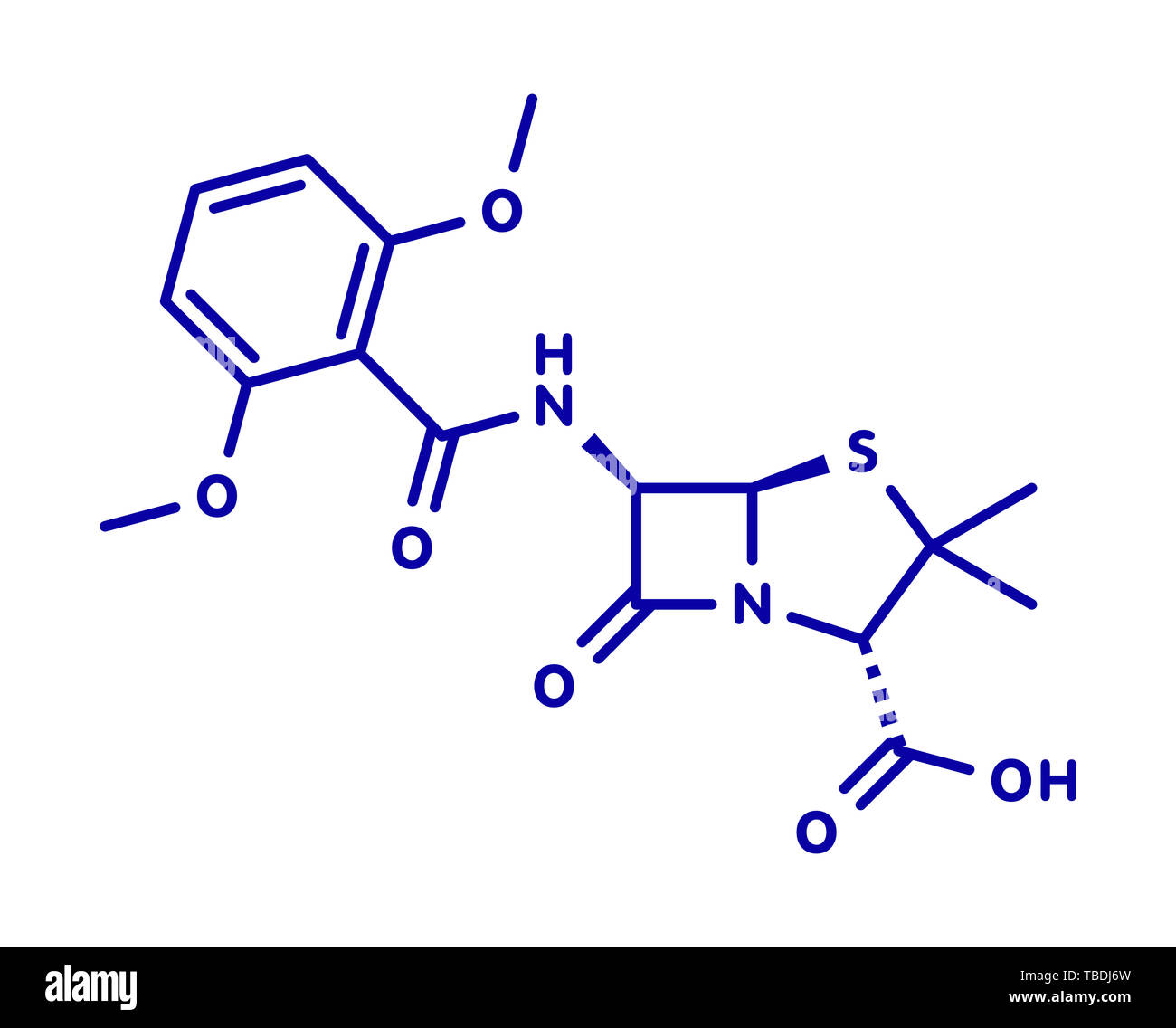 Meticillin (antibiotiques de la classe des bêta-lactamines) molécule. L ...