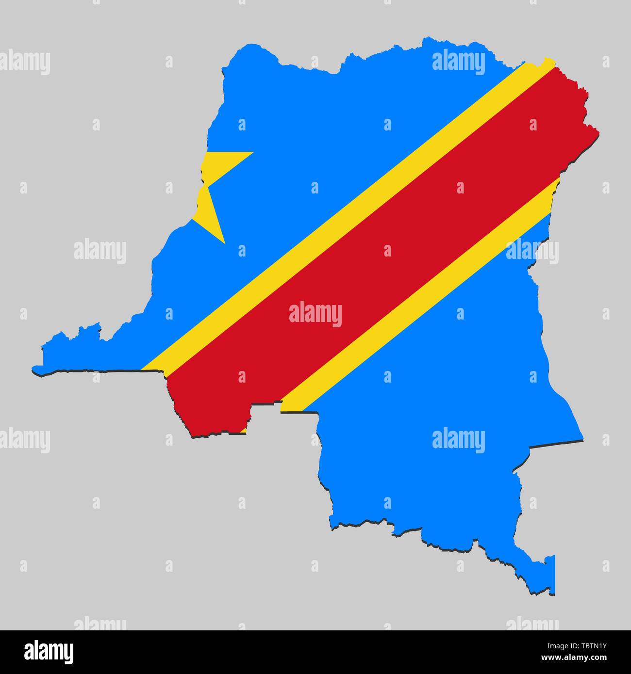 La carte de la RD Congo avec drapeau national. Vector Illustration ...