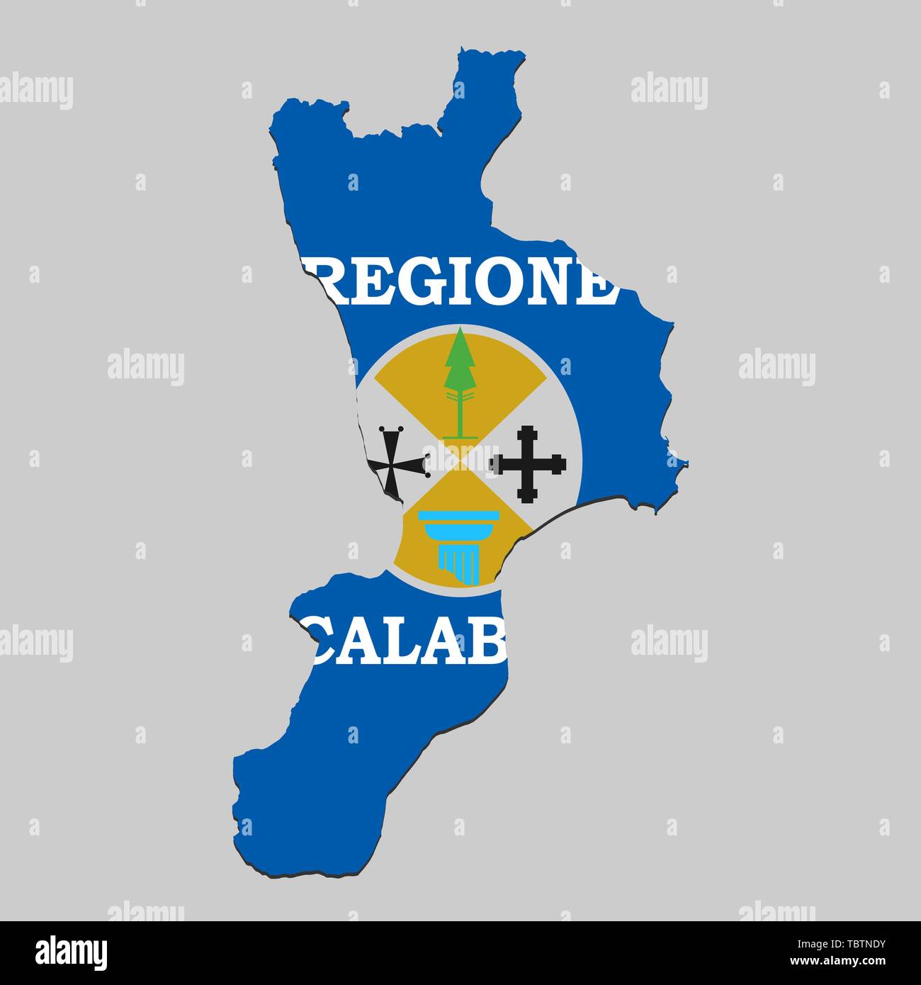 La carte de la Calabre est un état de l'Italie avec drapeau. Vector ...