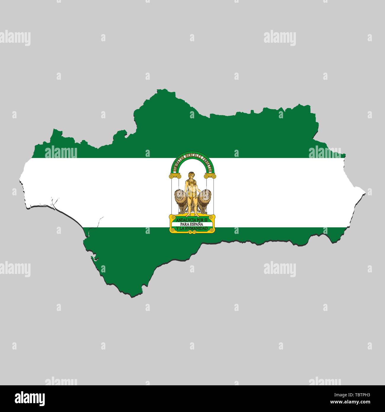 La carte de l'Andalousie est un état de l'Espagne avec drapeau. Vector ...