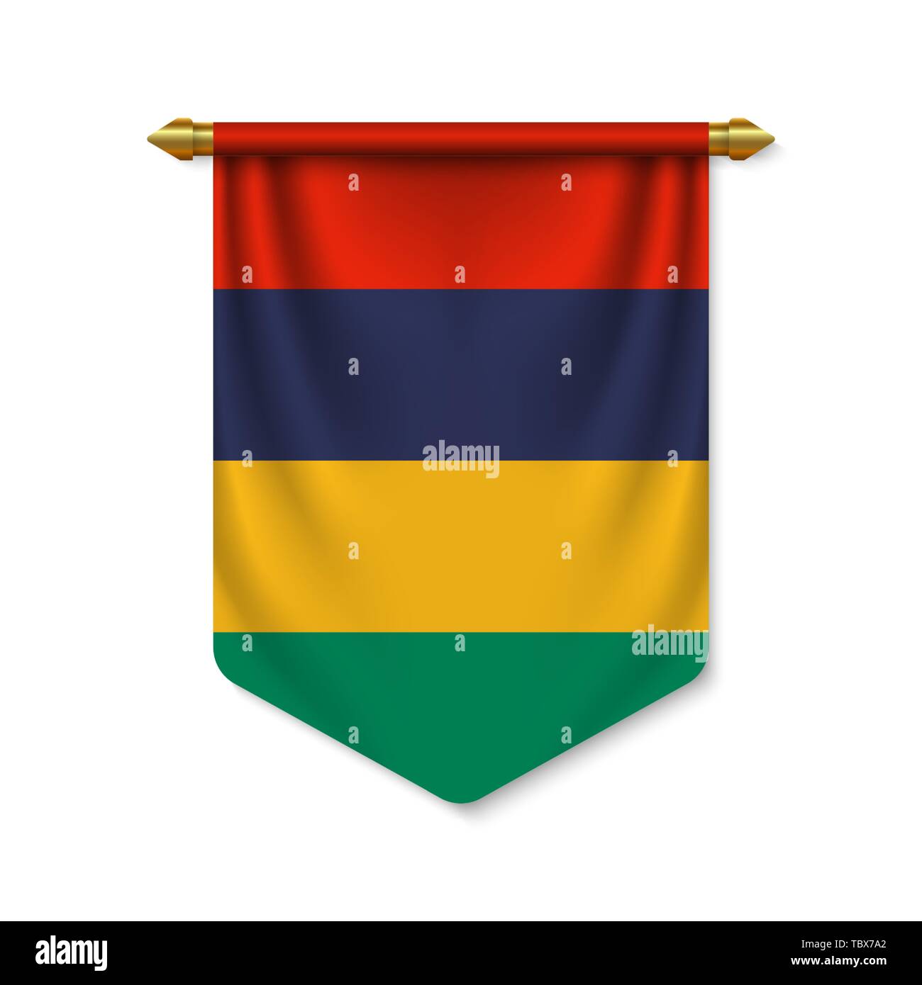 3D réaliste avec pennant pavillon de l'île Maurice. Vector illustration ...