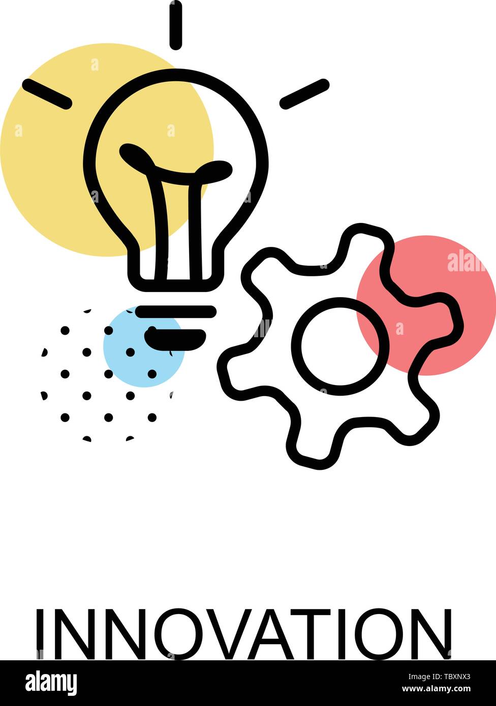 L'icône de l'innovation avec ampoule et pignon sur fond blanc avec ...