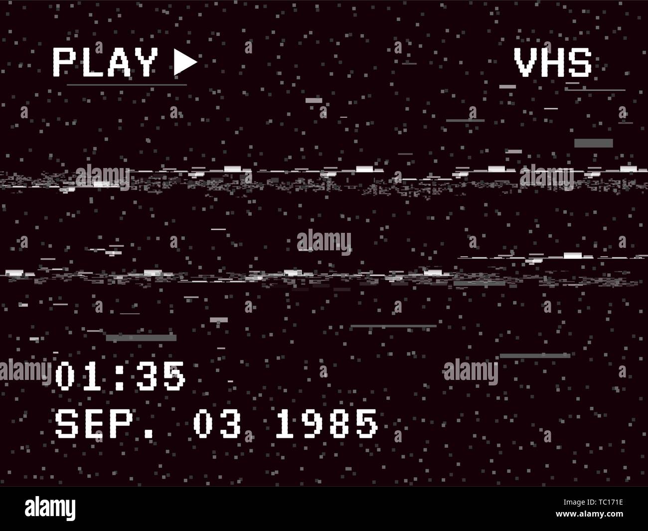 Effet caméra glitch. VHS rétro arrière-plan. Ancienne vidéo modèle. Pas ...