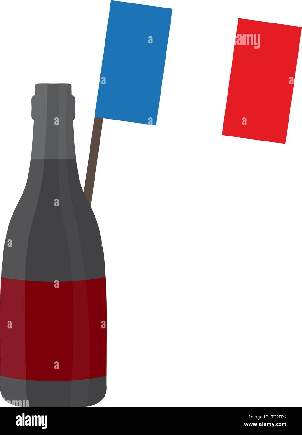 Bouteille de vin avec un drapeau de la France. Boisson traditionnelle ...
