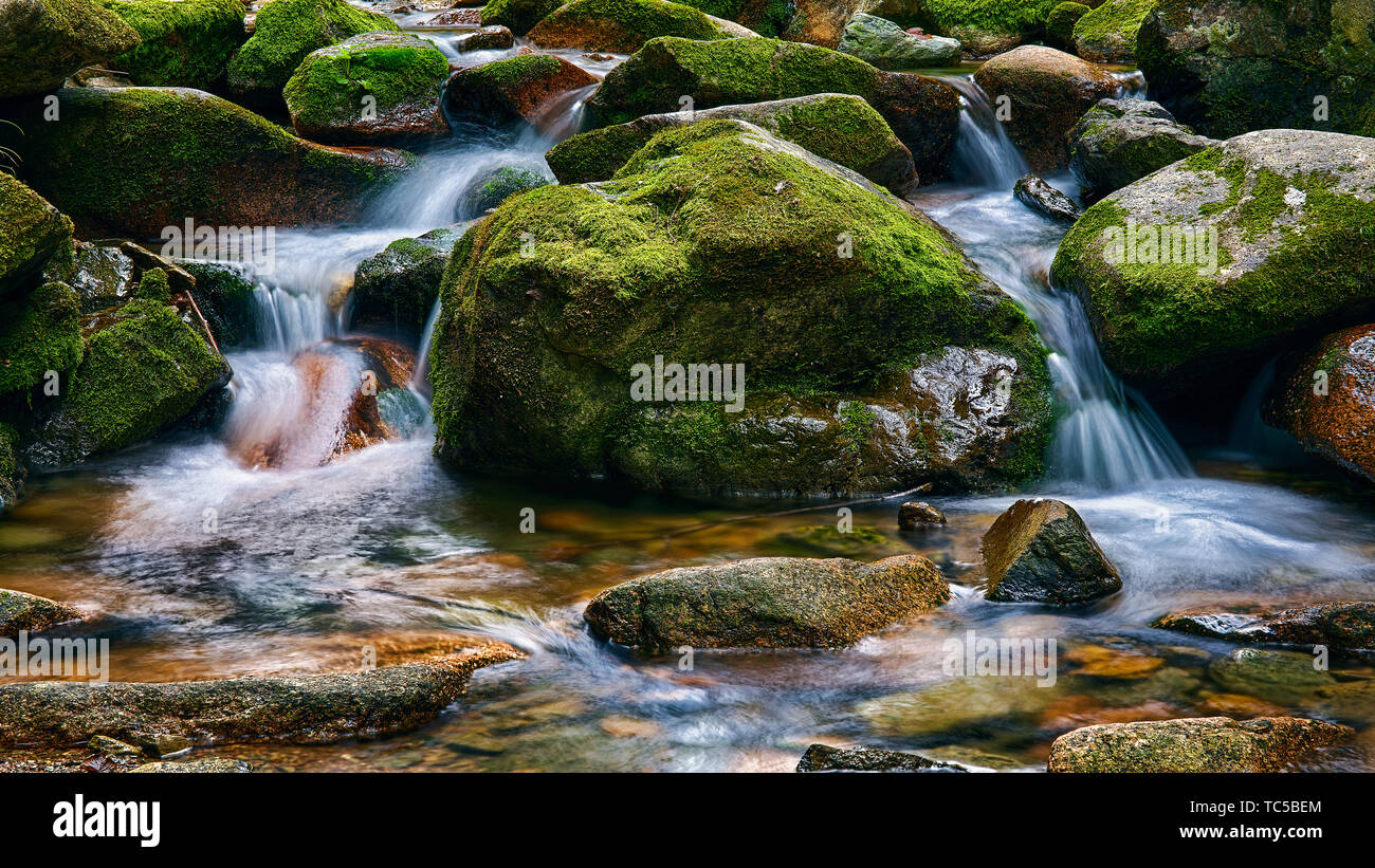 Liaoning Shenyang pierre verte La vallée du ruisseau de l'eau Débit d ...