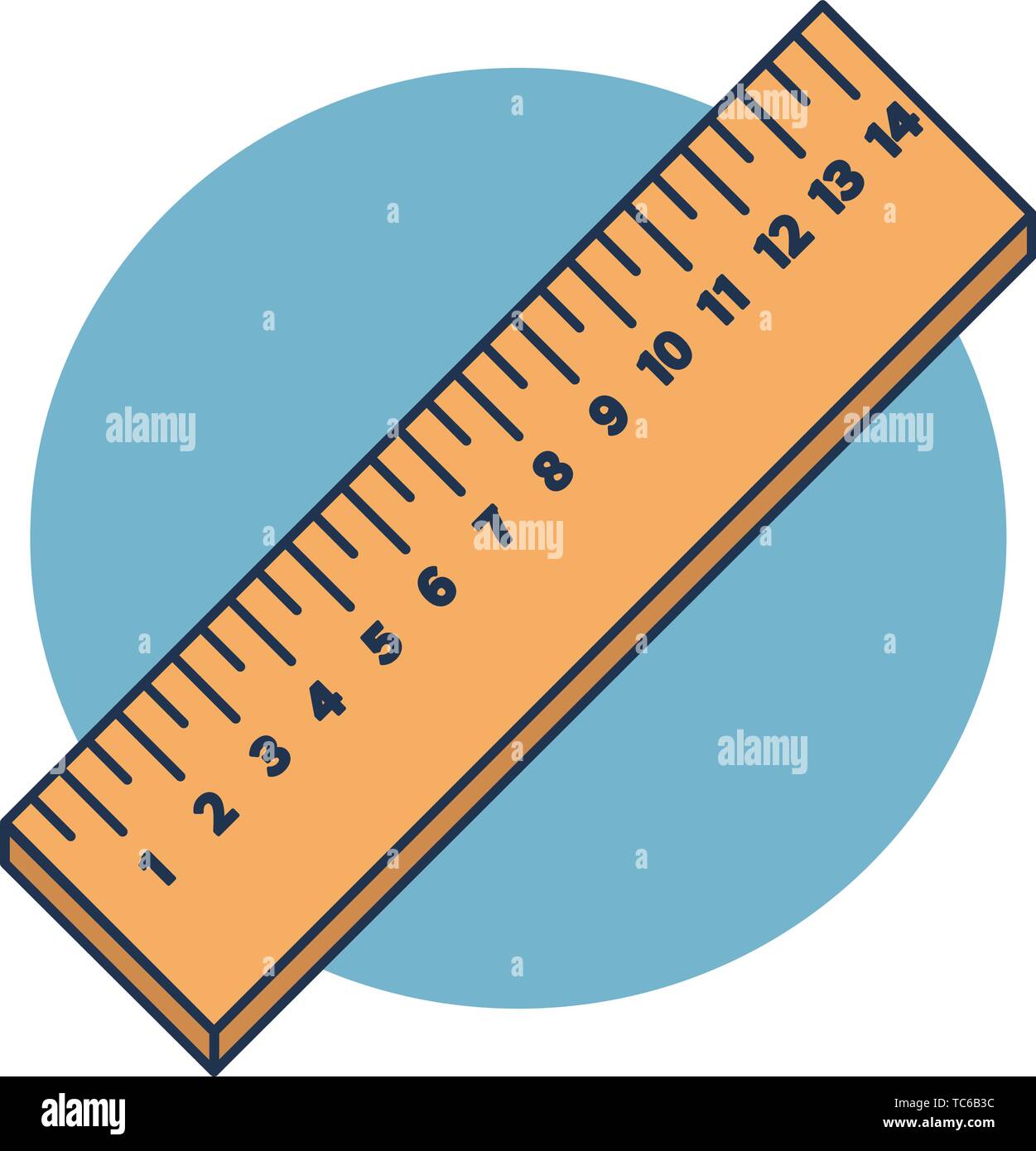 Règle en bois Cartoon illustration des fournitures scolaires Image ...