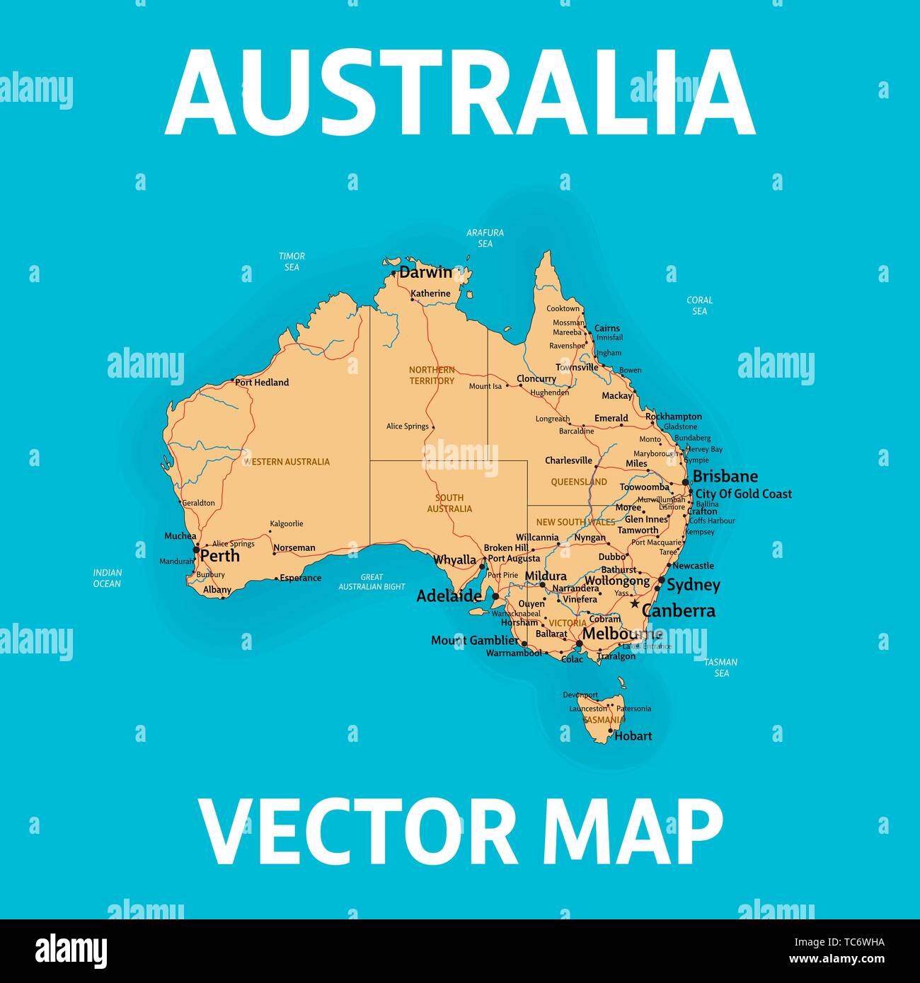 Australia map cities Banque de photographies et d’images à haute ...