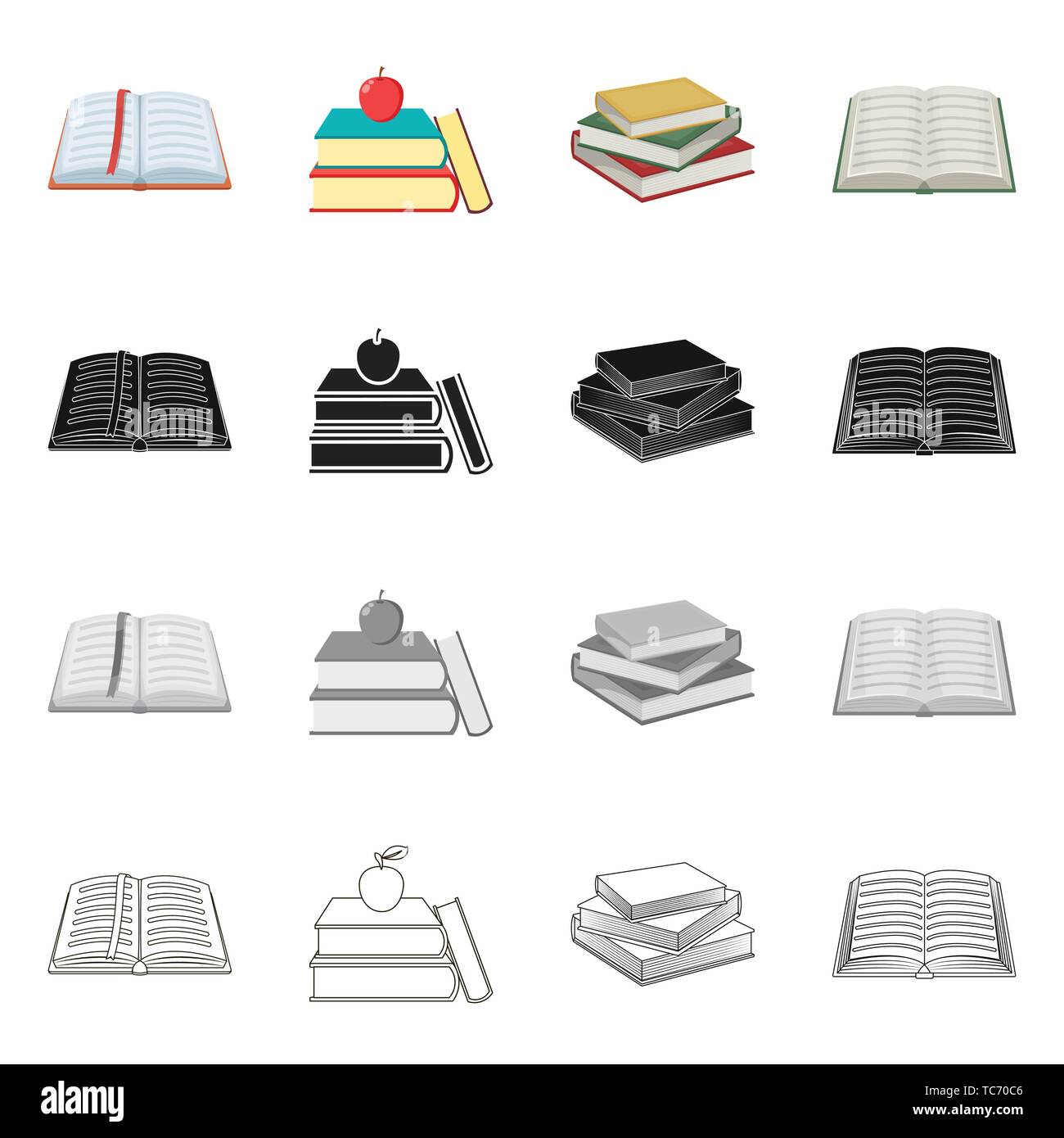 Vector illustration de livre de bibliothèque et signe. Collection de ...