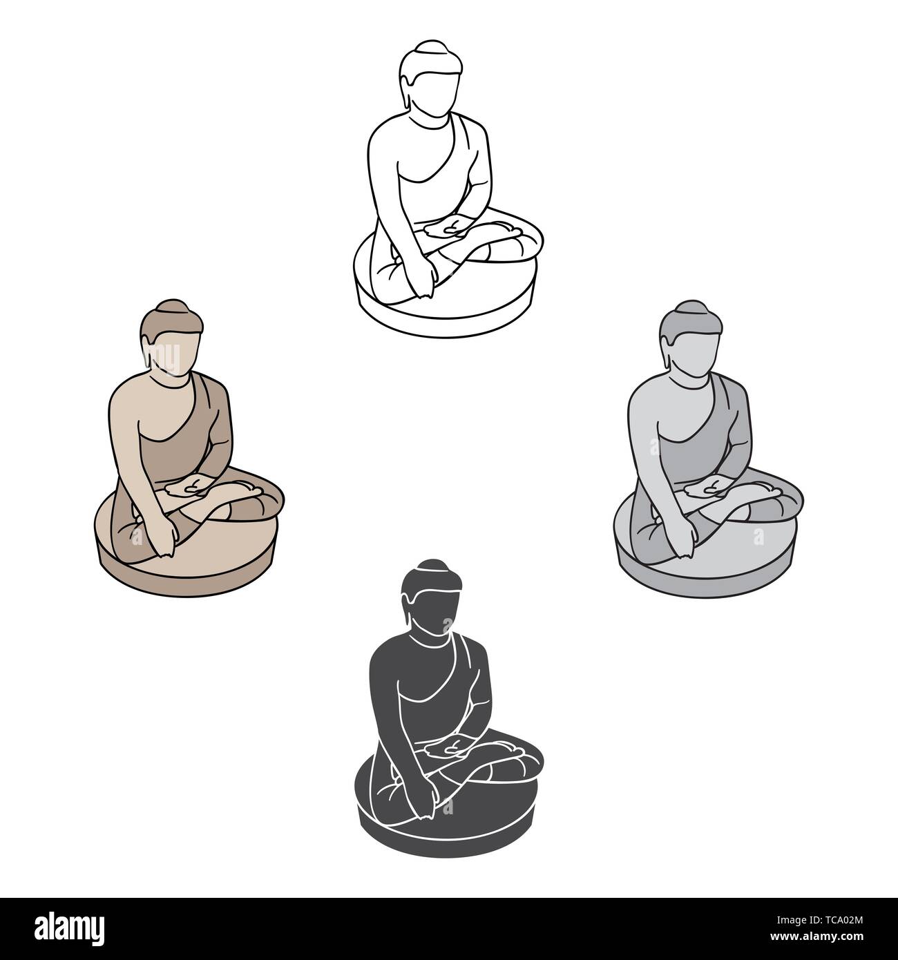 Bouddha assis en icône cartoon,black style isolé sur fond blanc ...