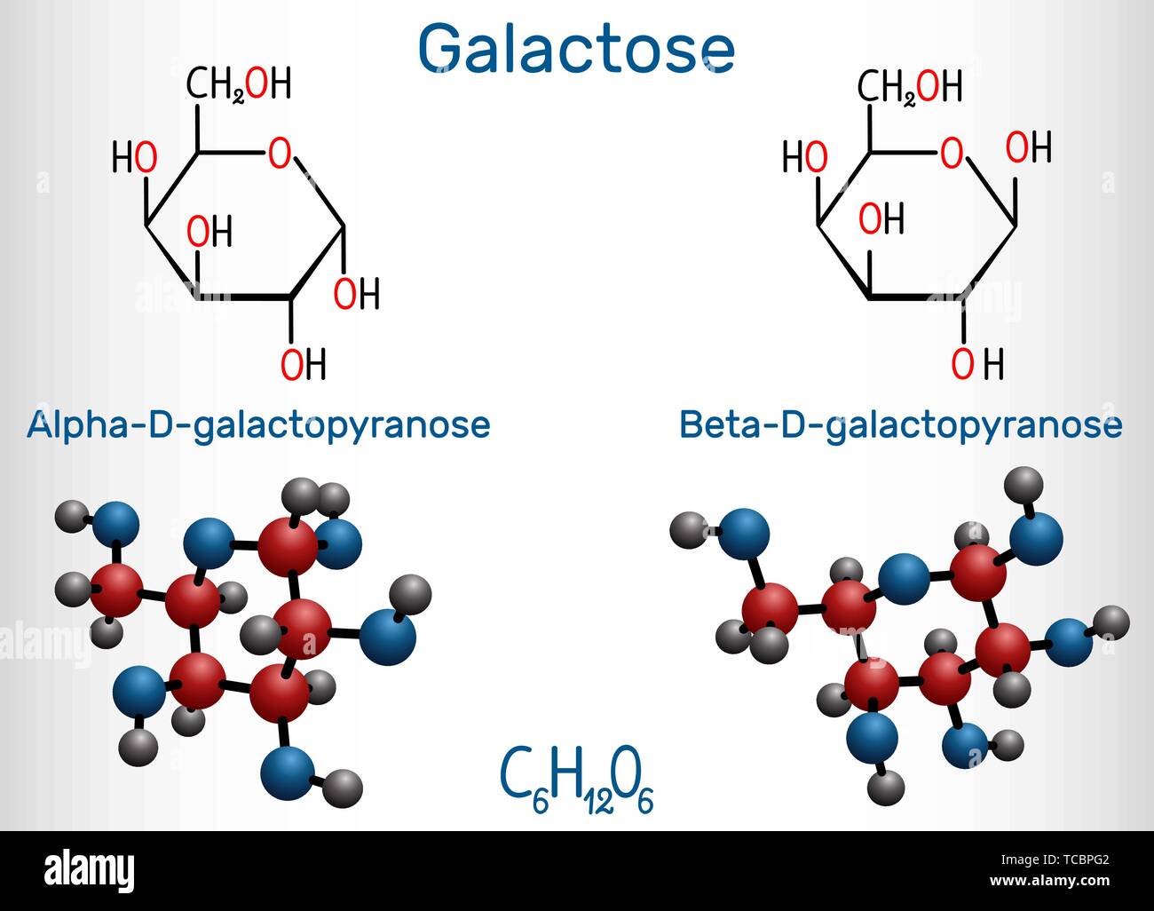 Le galactose, l'alpha-D-galactopyranose, bêta-D-galactopyranose ...