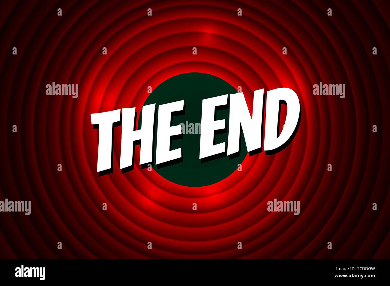 La fin comics font titre sur cercle rouge bacground. Ancien cinéma film ...