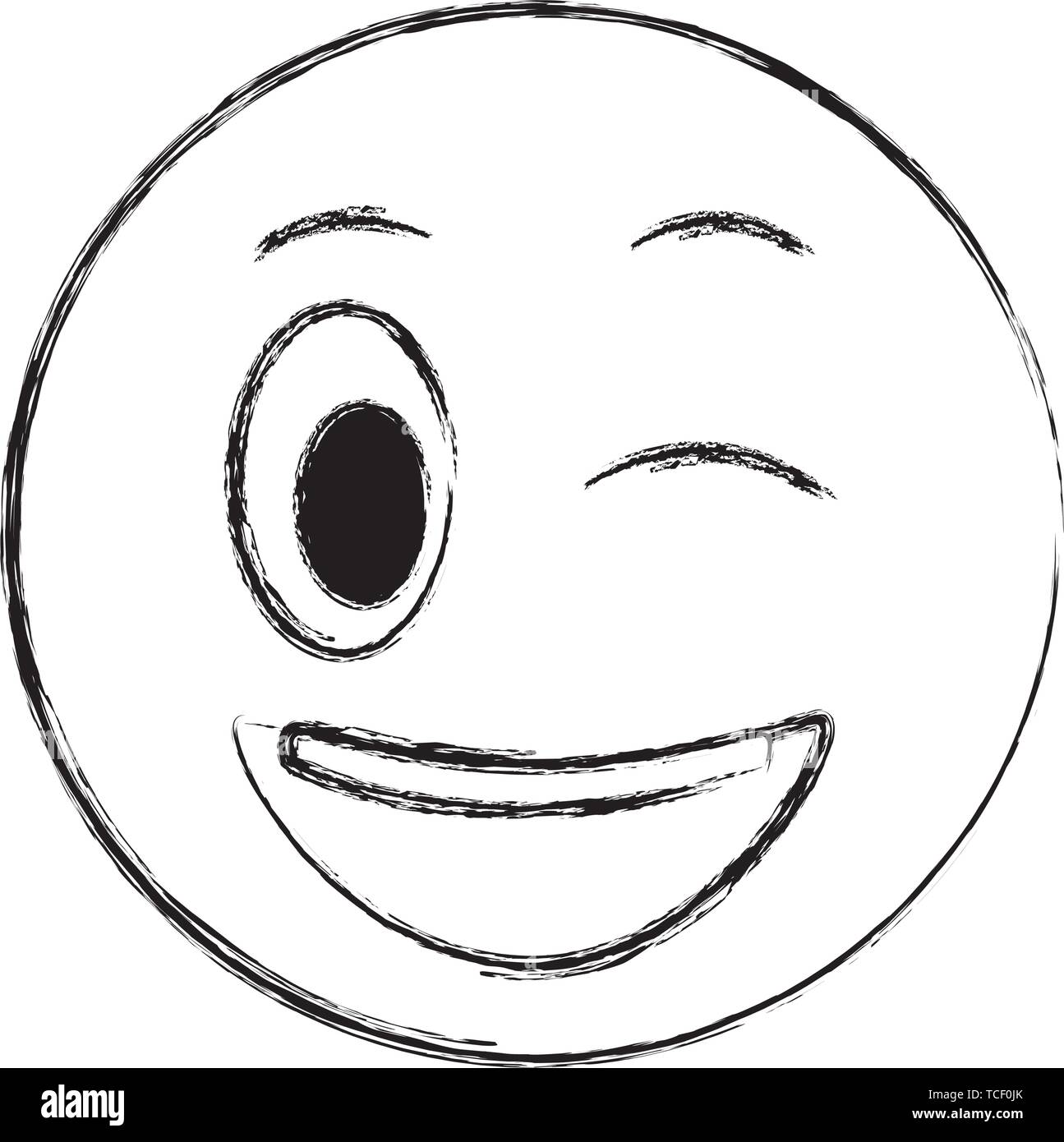Smiley emoticon facial expression wink Banque d'images vectorielles ...
