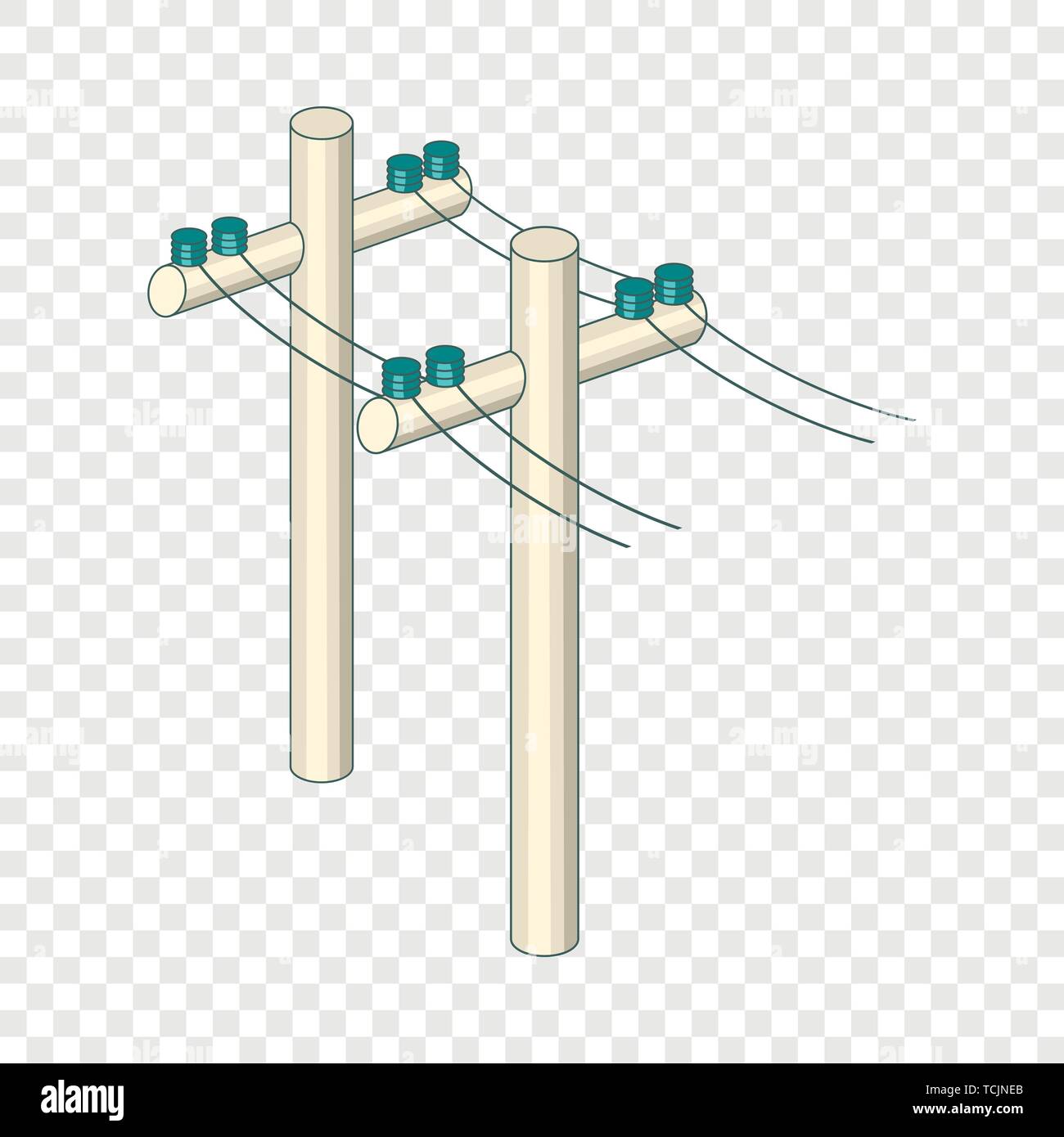 Poteaux avec des fils, l'icône de style cartoon Image Vectorielle Stock ...