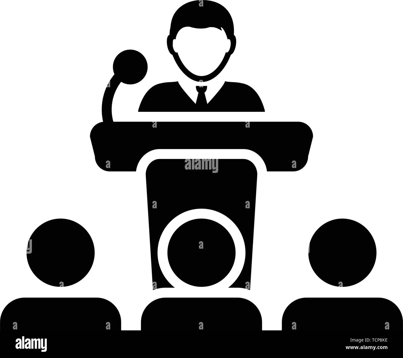 Le président vecteur icône personne mâle sur podium symbole de discours ...