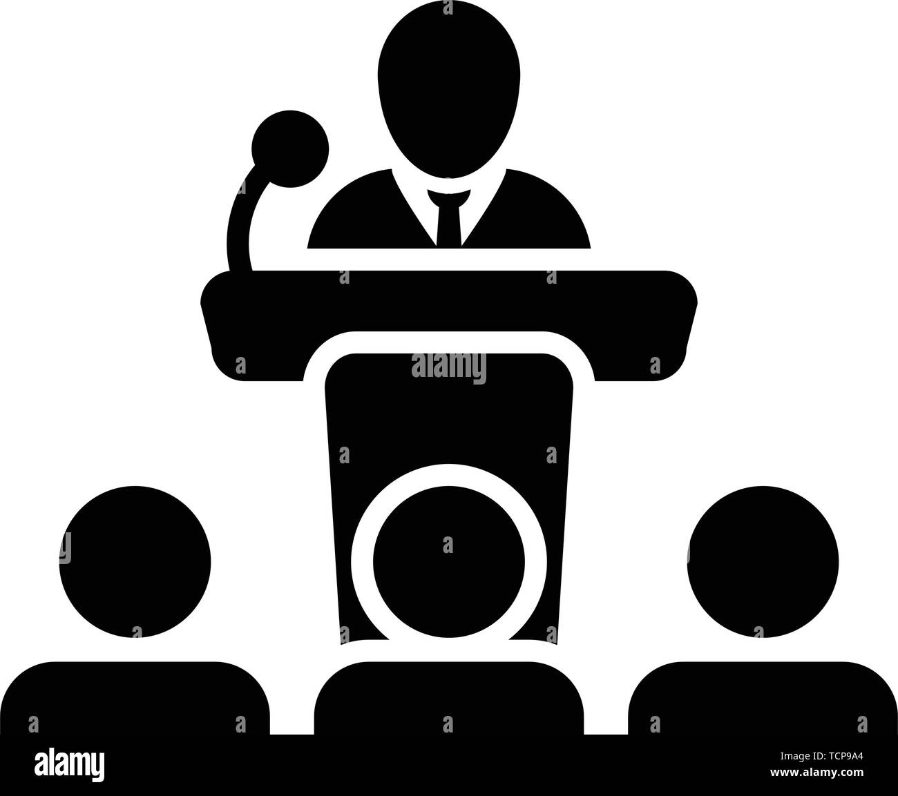 L'icône Conférence vector personne mâle sur podium symbole pour réunion ...