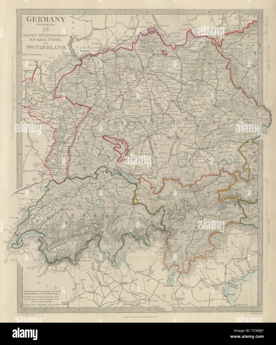 Allemagne suisse autriche carte Banque de photographies et d’images à ...