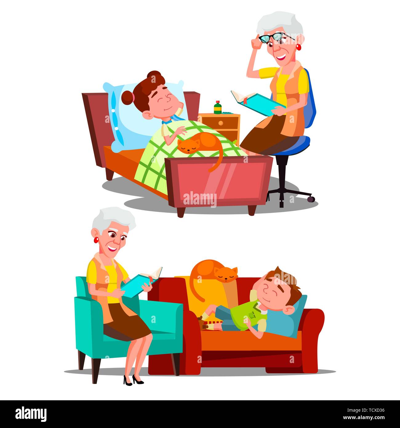 Fairy tale grandma cartoon illustration Banque d'images vectorielles ...
