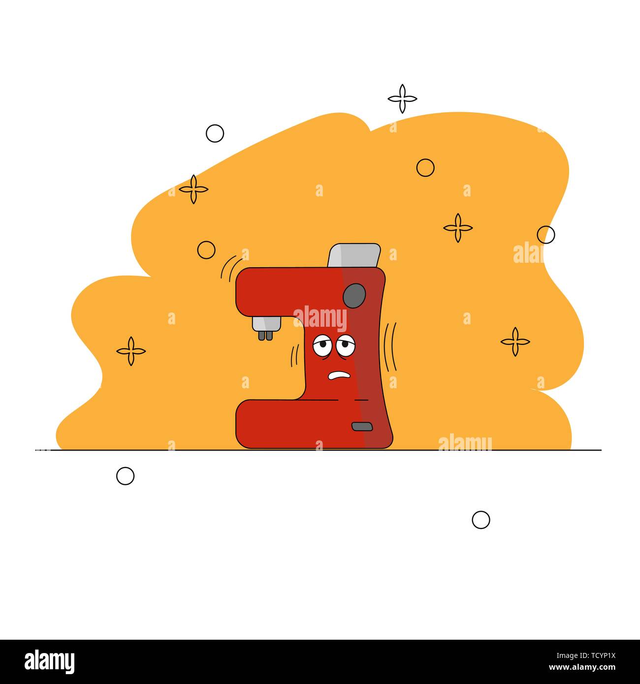 Cartoon Sleepy Cafetière Appareils de cuisine. Drôle de caractère. Une ...