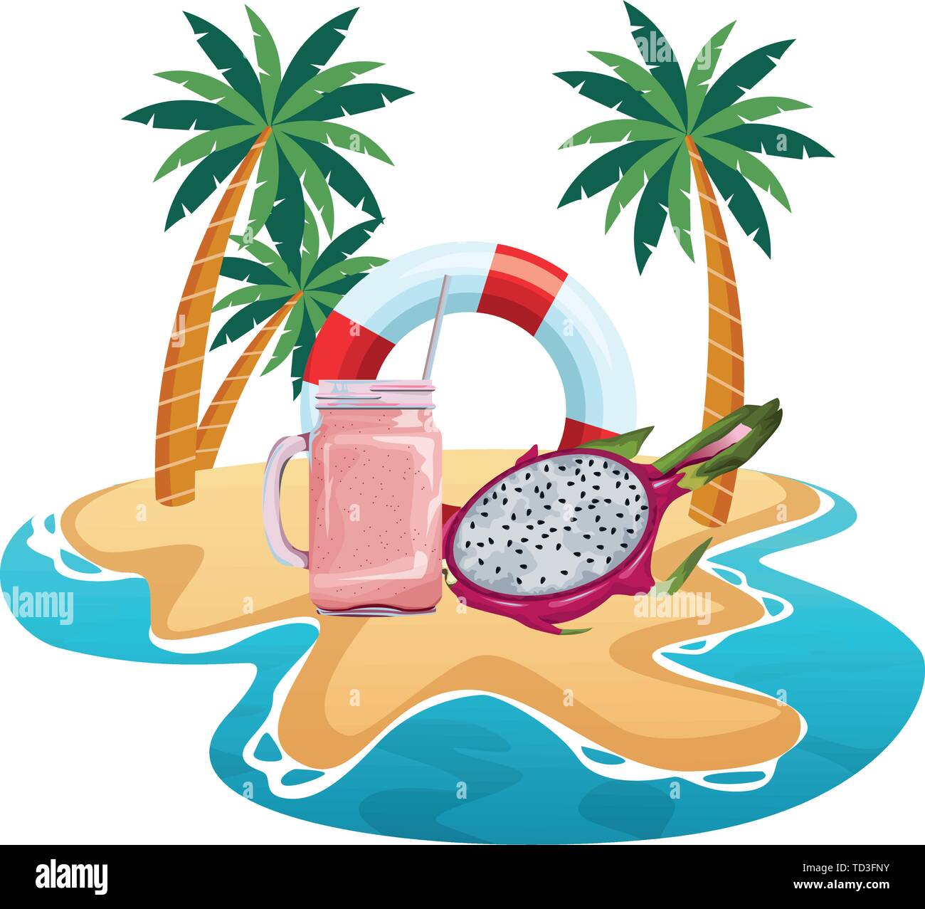 Plage d'été et de vacances cartoon Image Vectorielle Stock - Alamy