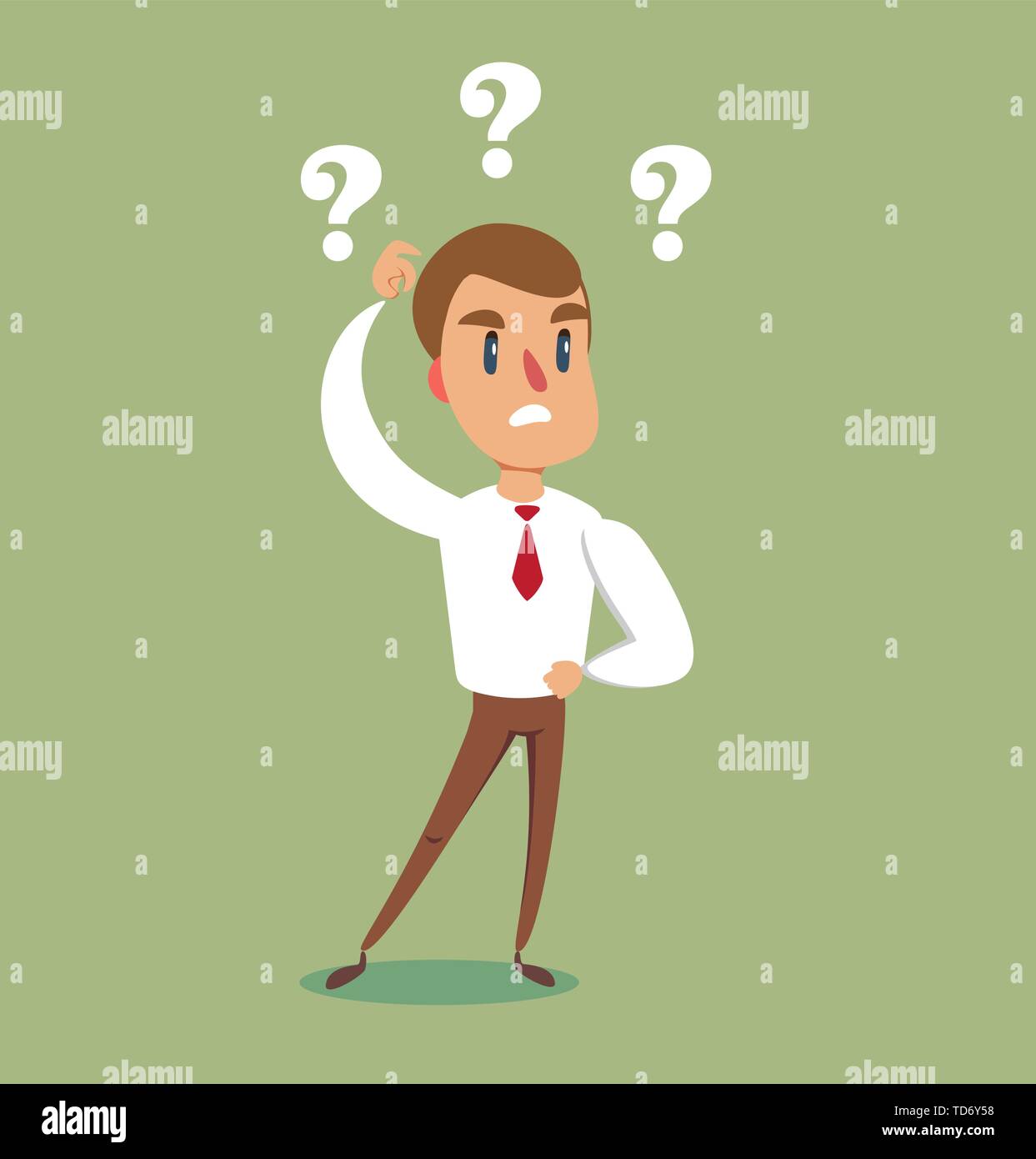 Illustration d'un dessin animé clueless businessman avec trois points d ... Illustration d'un dessin animé clueless businessman avec trois points d ...