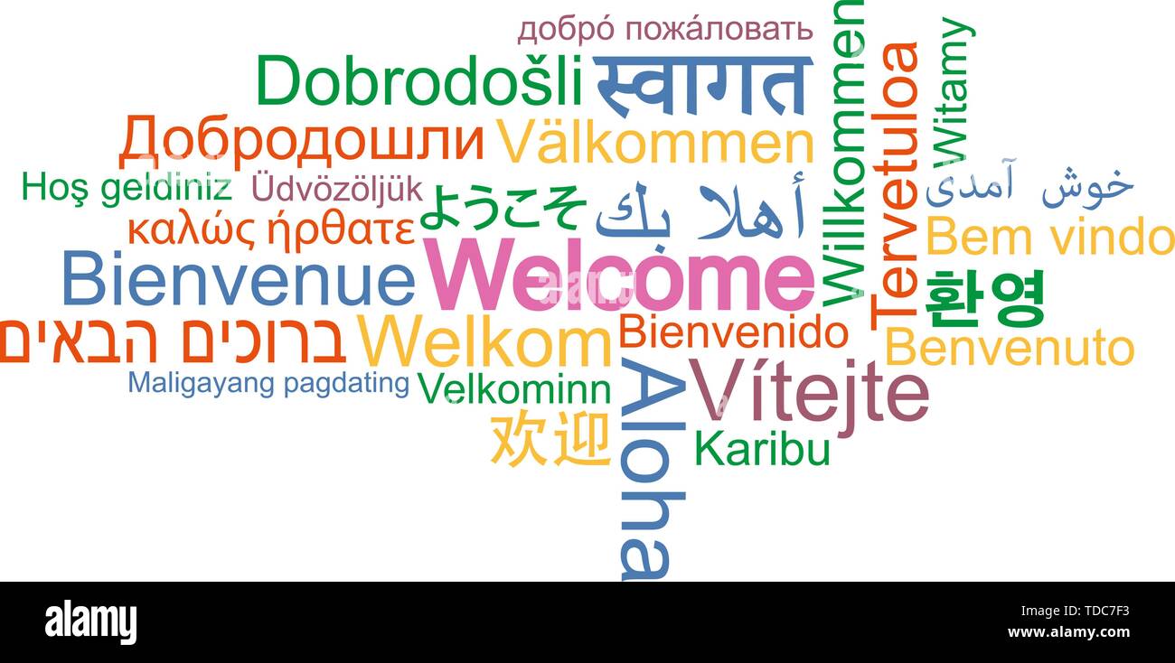 Welcome in different languages Banque d'images vectorielles - Alamy