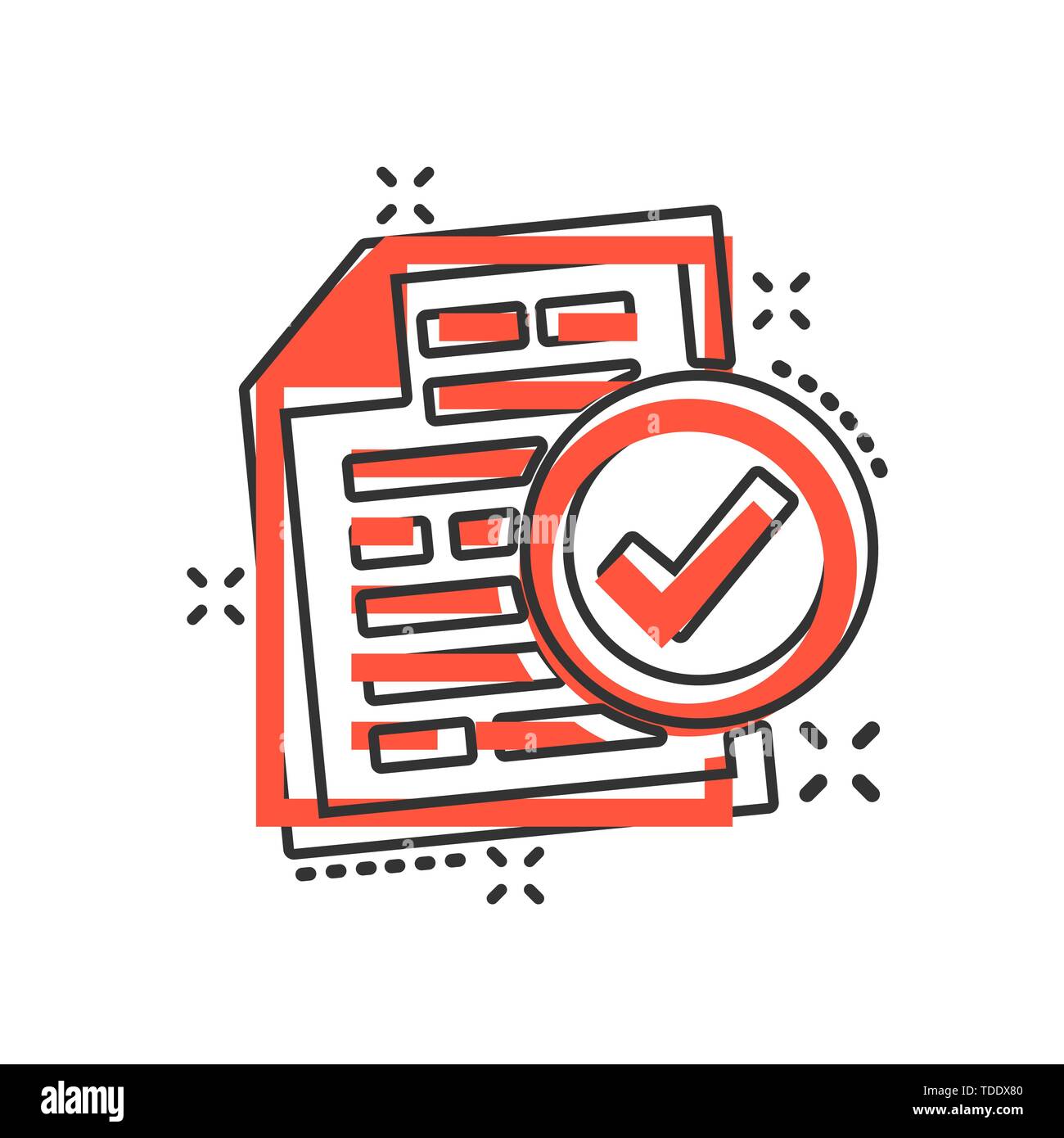 Icône de document de conformité dans le style comique. Cartoon vector ...