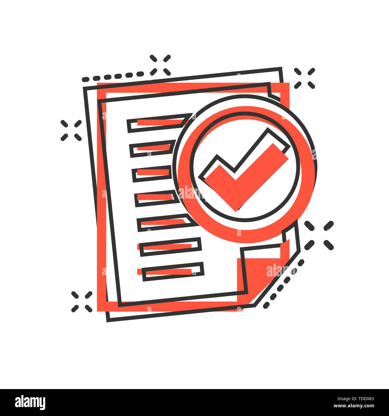Icône de document de conformité dans le style comique. Cartoon vector ...