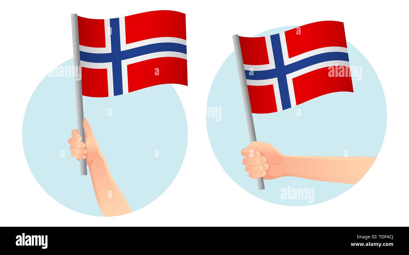 La Norvège drapeau dans la main. Contexte patriotique. Drapeau national ...