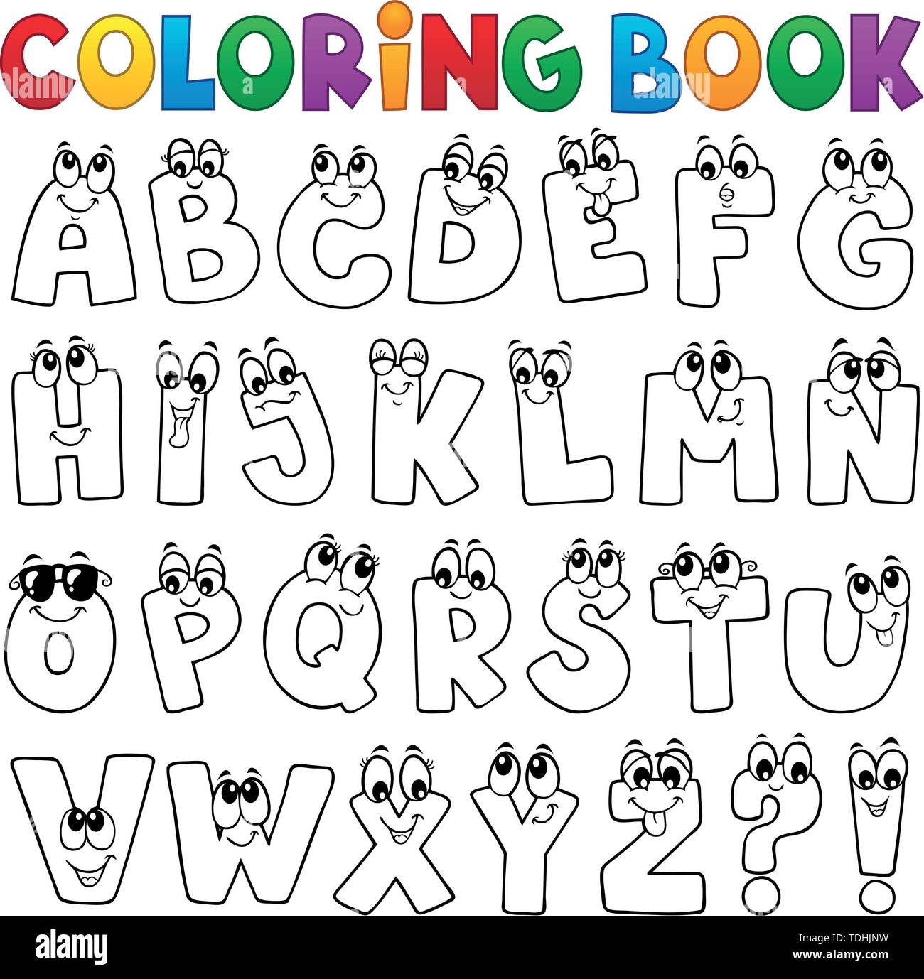 Livre de coloriage alphabet cartoon Sujet 1 - eps10 vector illustration ...