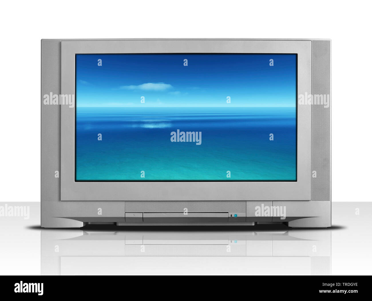 3D computer graphic, cathode ray tube nostalgique montrant les mers du ...