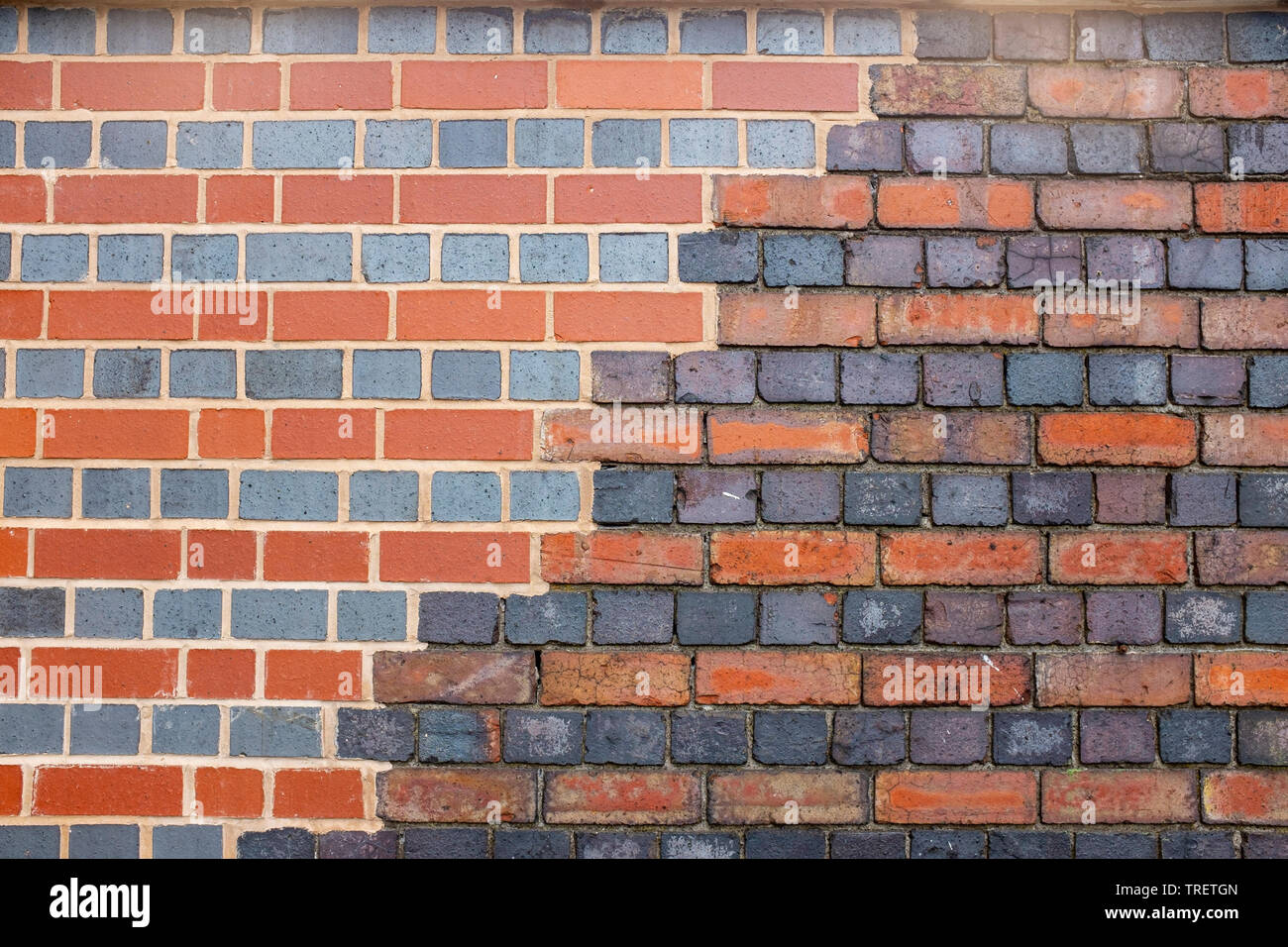 Les différents entre un mur restauré en partie ou vieux et nouveau mur ...