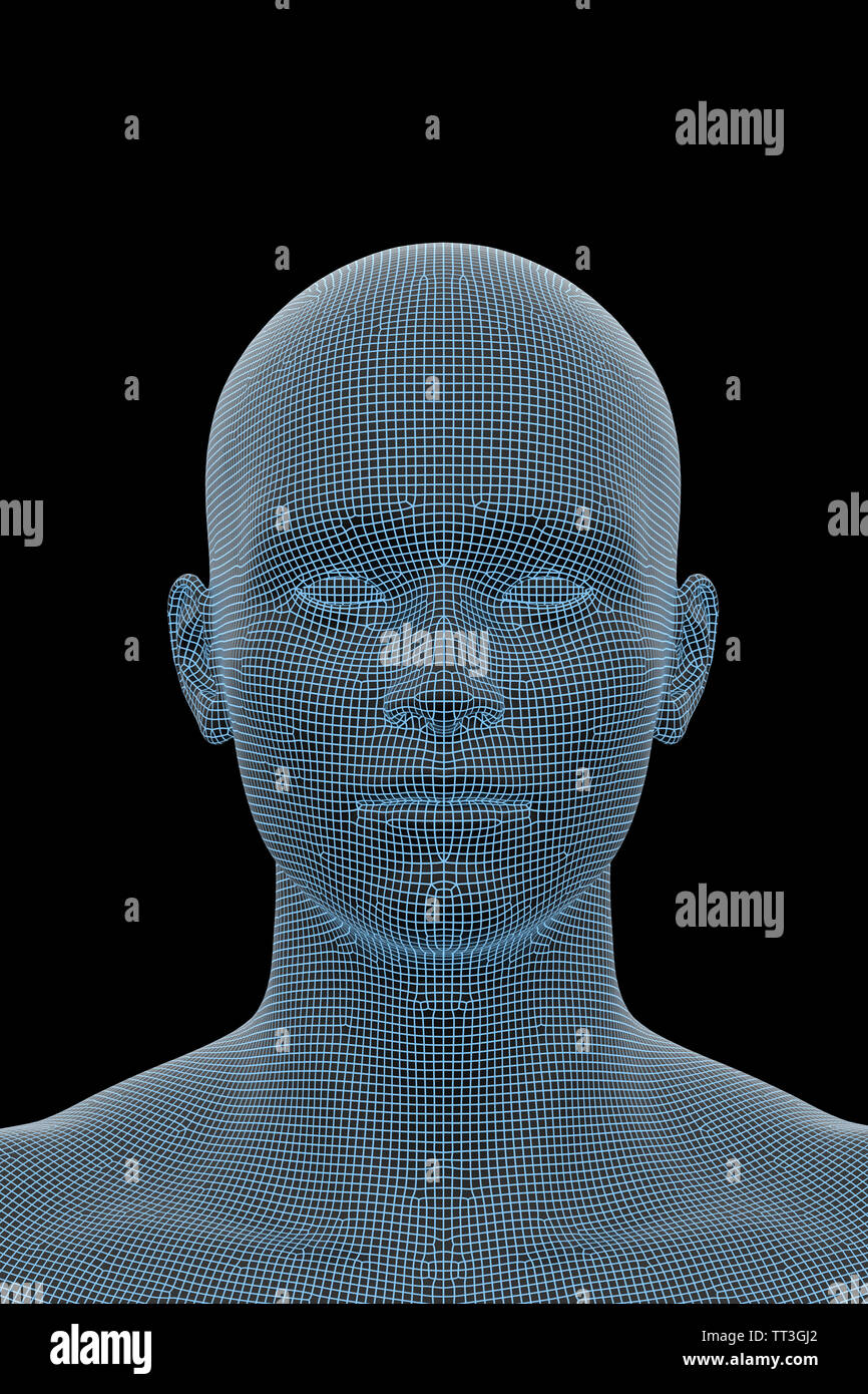Tête humaine. L'image de rendu 3D de l'homme corps humain. Modèle ...