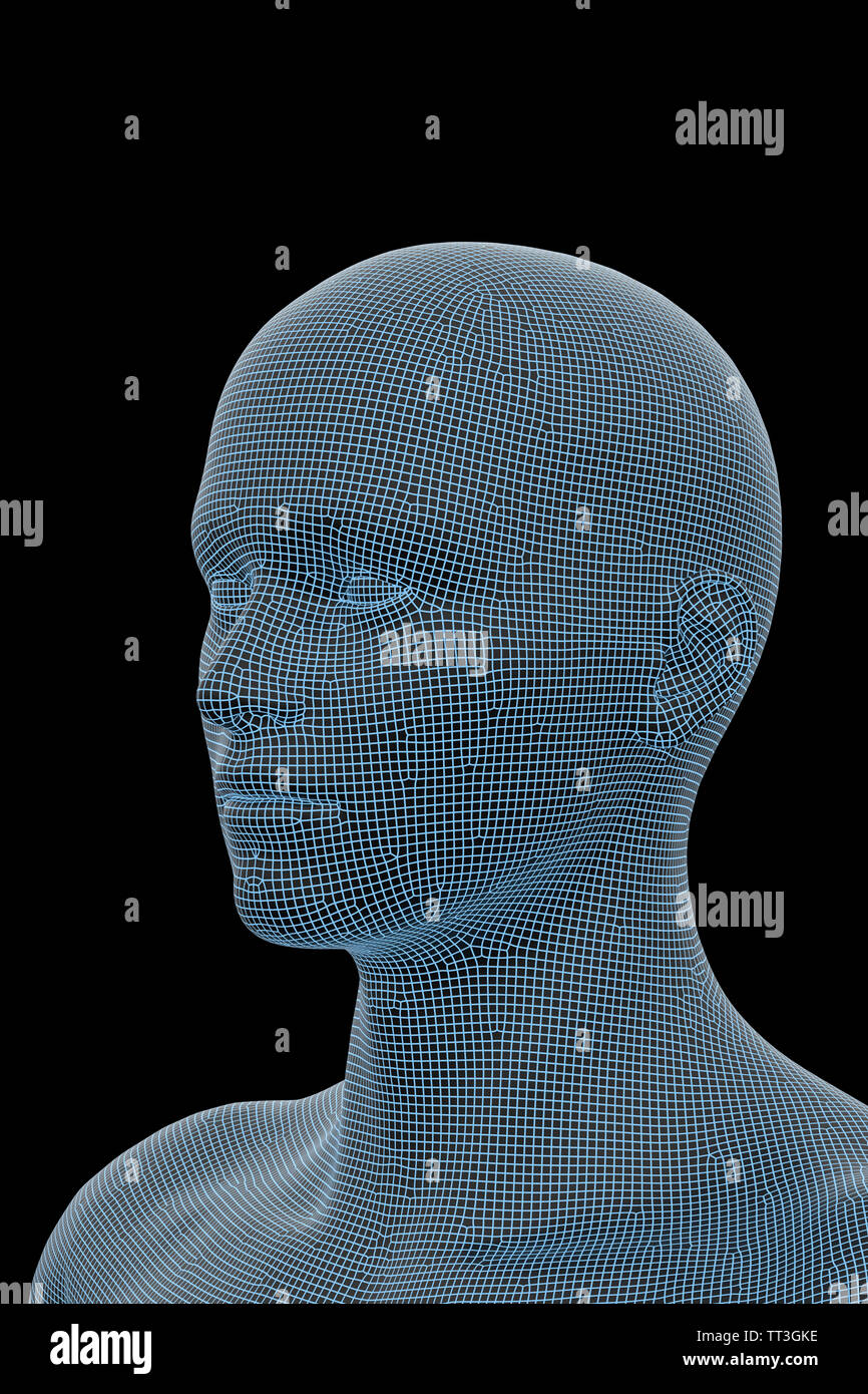 Tête humaine. L'image de rendu 3D de l'homme corps humain. Modèle ...