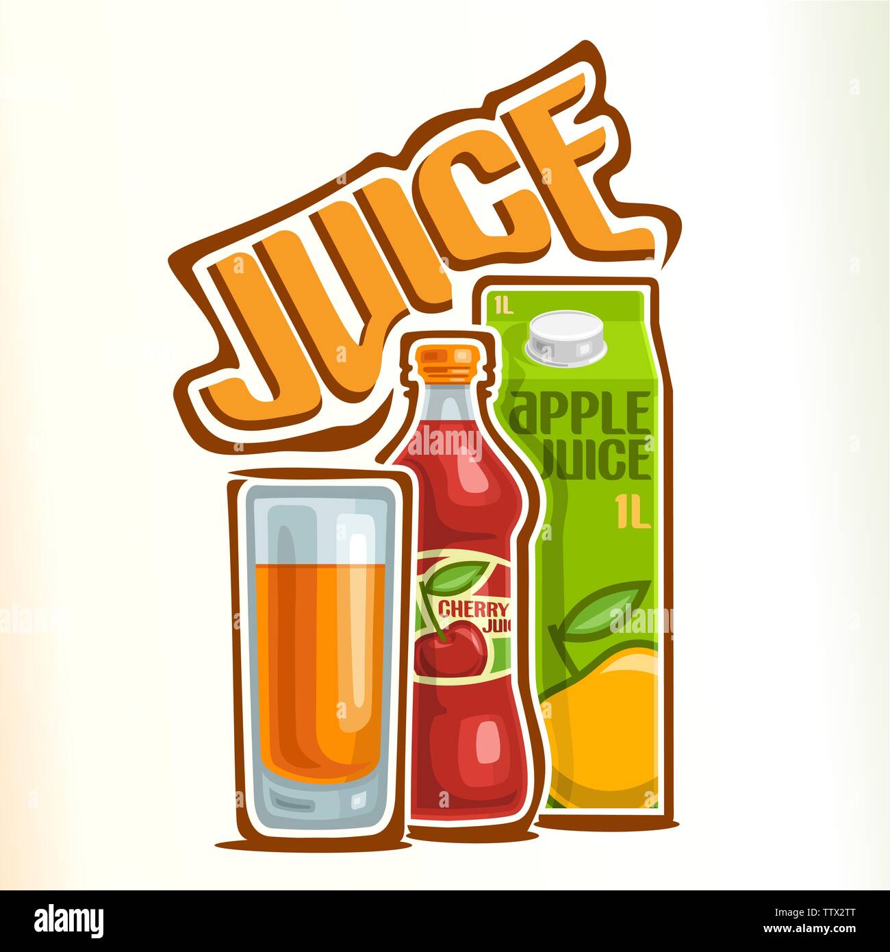 Bouteille et verre de jus de pomme Banque d'images vectorielles - Alamy