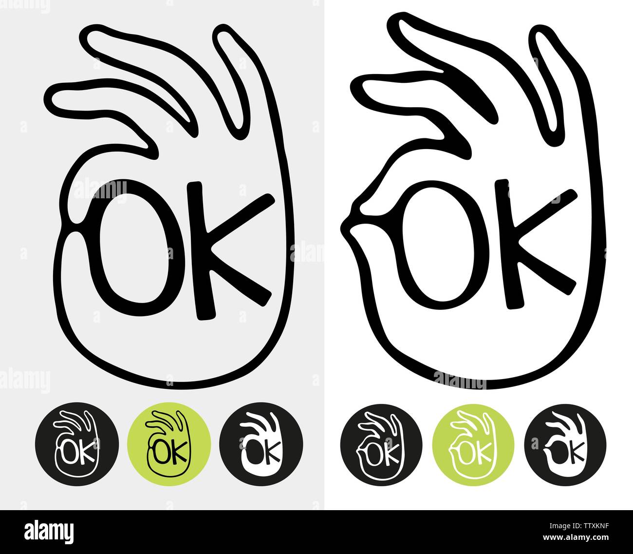 Ok hand sign black background Banque d'images vectorielles - Alamy